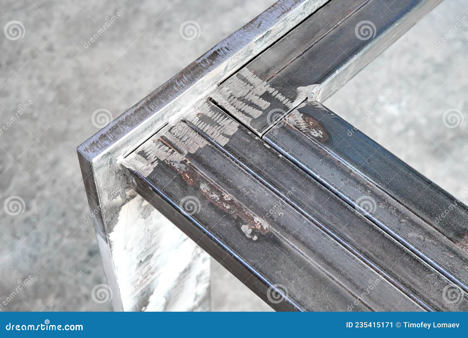 Metal Table Base Welded from Metal Sheets and Pipes Stock Image - Image ...