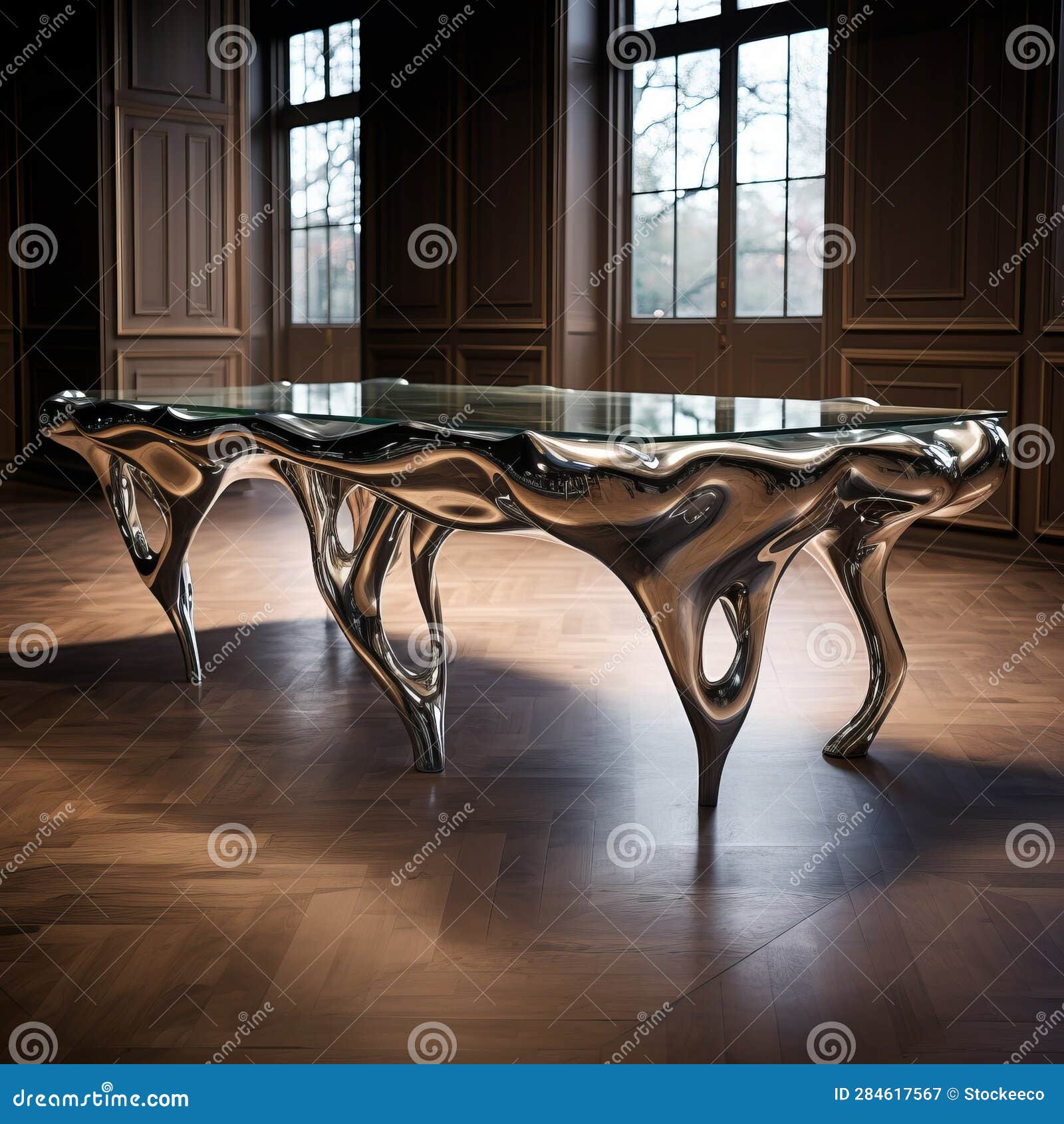 Avicii-inspired Silver Table With Organic Fluid Shapes Stock Image ...