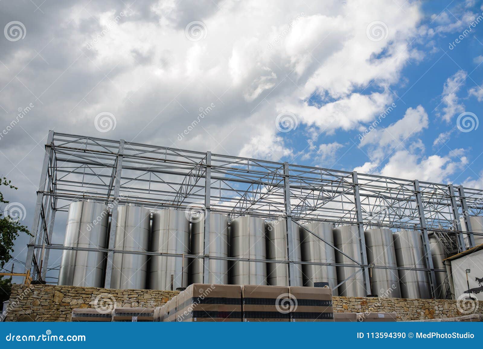 Metal Tanks for the Fermentation Stock Photo - Image of distillery ...