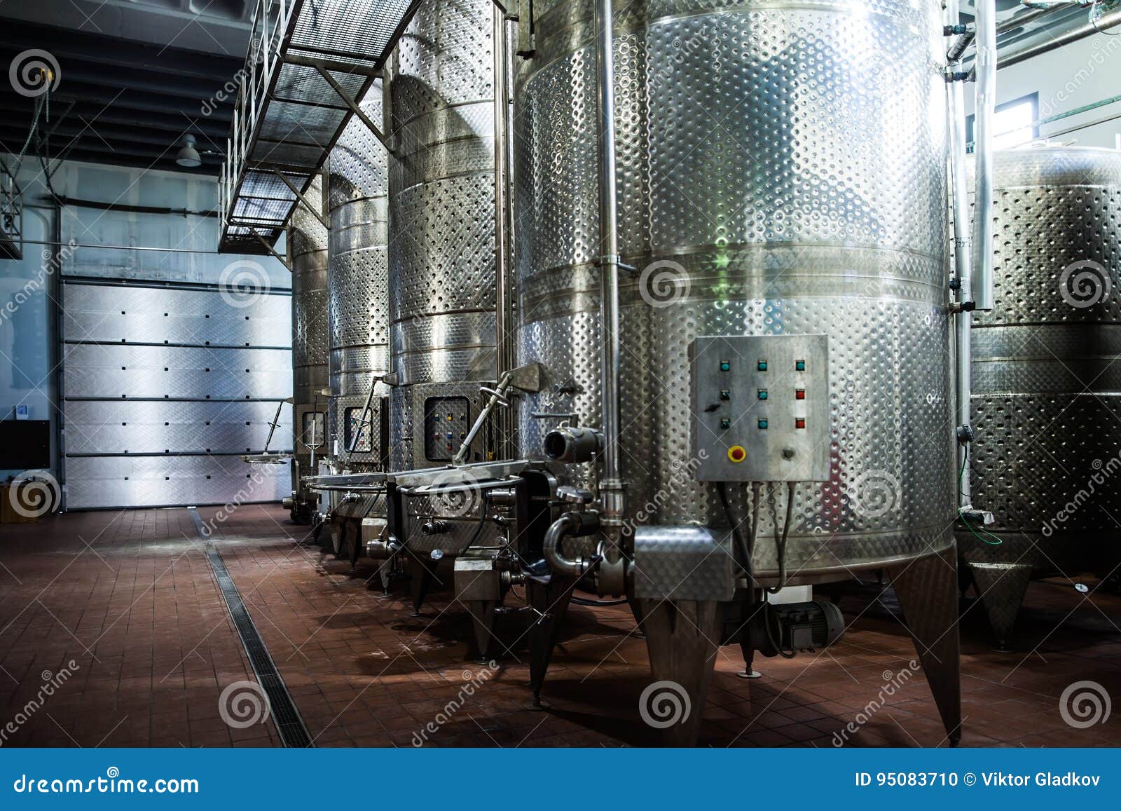 Metal Tanks Inside the Winery Factory Stock Photo - Image of metal ...