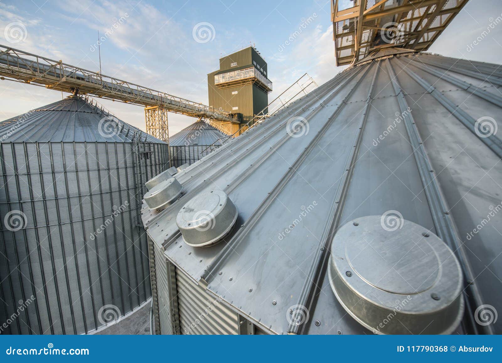 Metal Tanks for Storage of Grain Stock Photo - Image of farm, factory ...