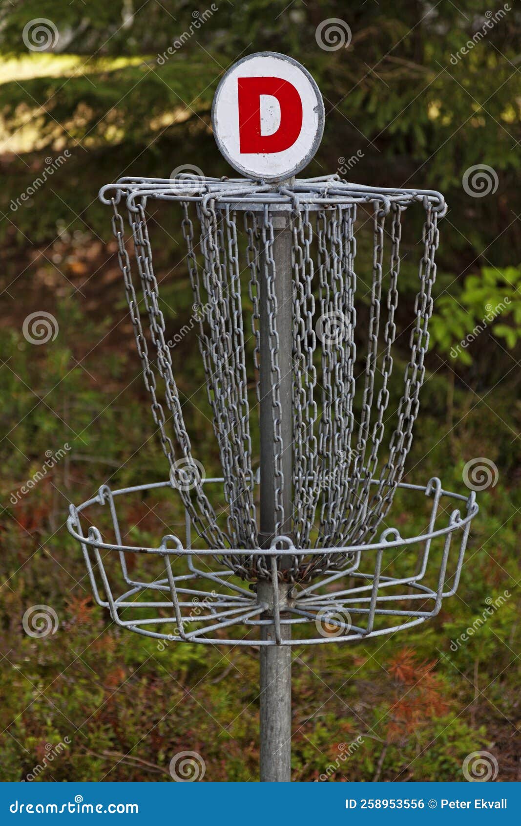 A Metal Target for Frisbee Golf in the Forest Stock Photo - Image of ...