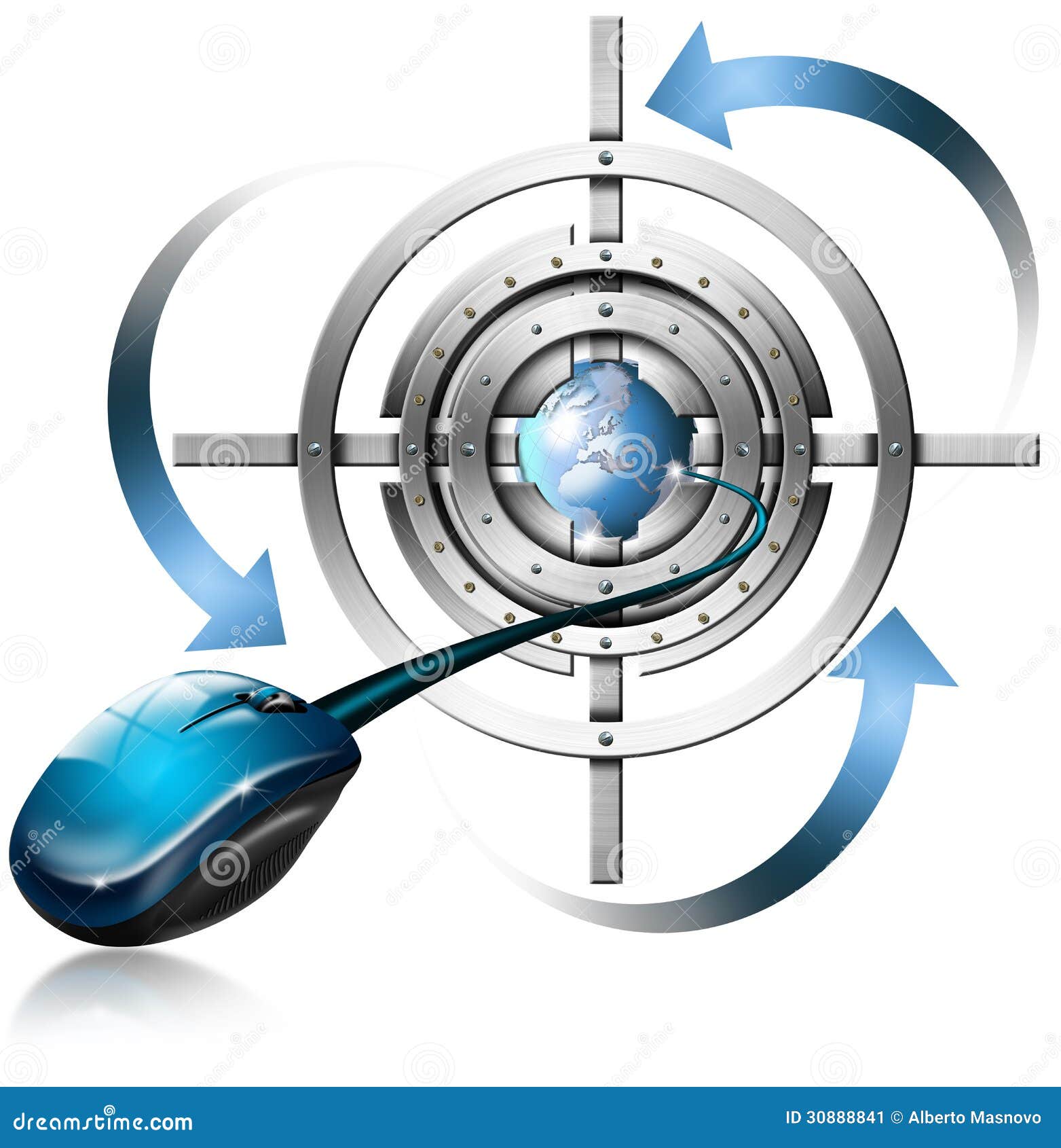 Metal Target Mouse and Globe Stock Illustration - Illustration of ...