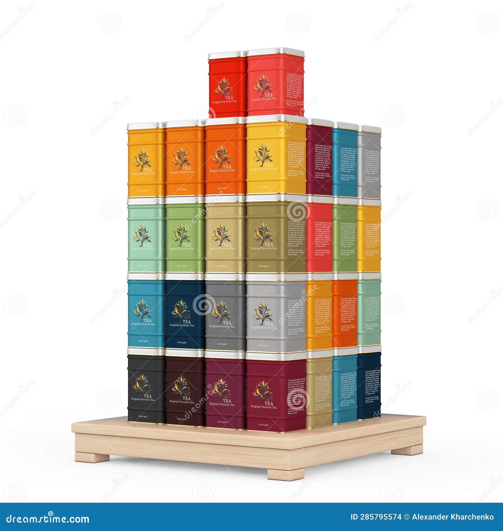 Metal Tea Boxes with Store Product Display Showcase Rack Shelves. 3d ...