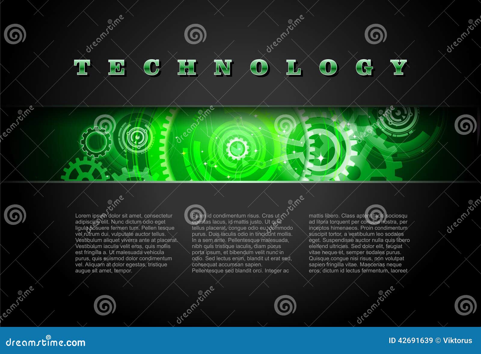Metal Technology Panel with Glowing Gears Vector Stock Vector ...