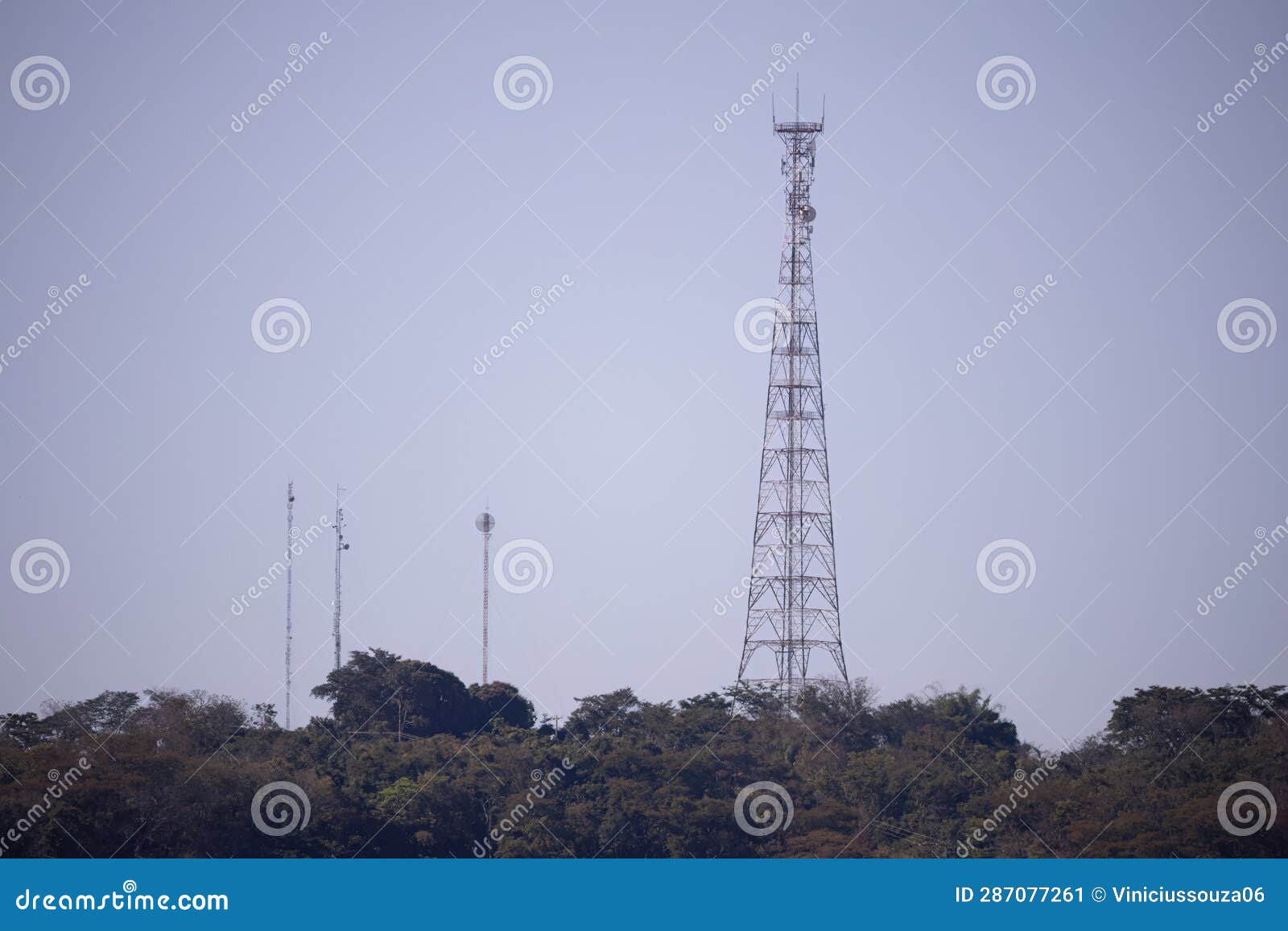 Metal Telecommunication Tower on Top of a Mountain Stock Image - Image ...