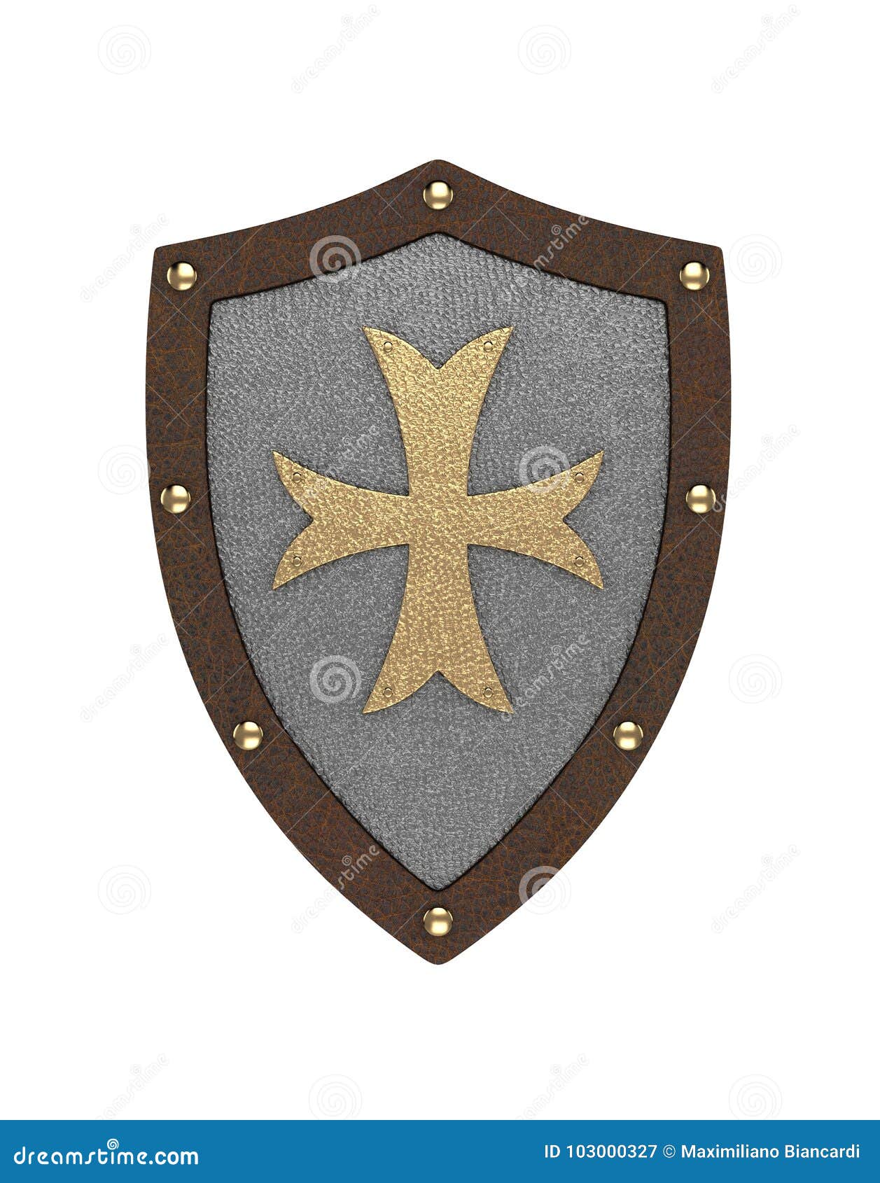 Templar Shield With Red Cross Isolated On White Background. Cartoon ...