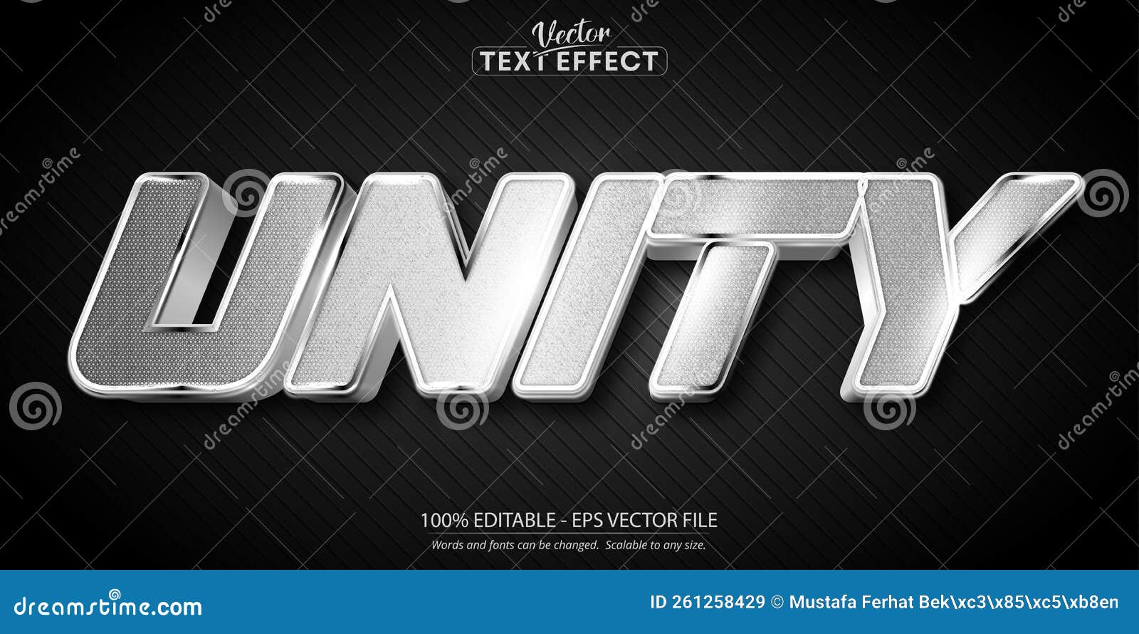 Metal Text Effect, Editable Silver Metallic Text Style Stock Vector ...