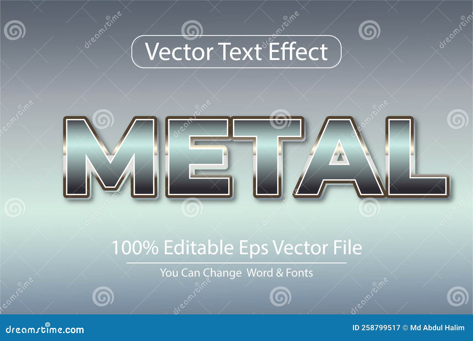 Metal Text Effect Vector Design Fully Editable Stock Illustration ...