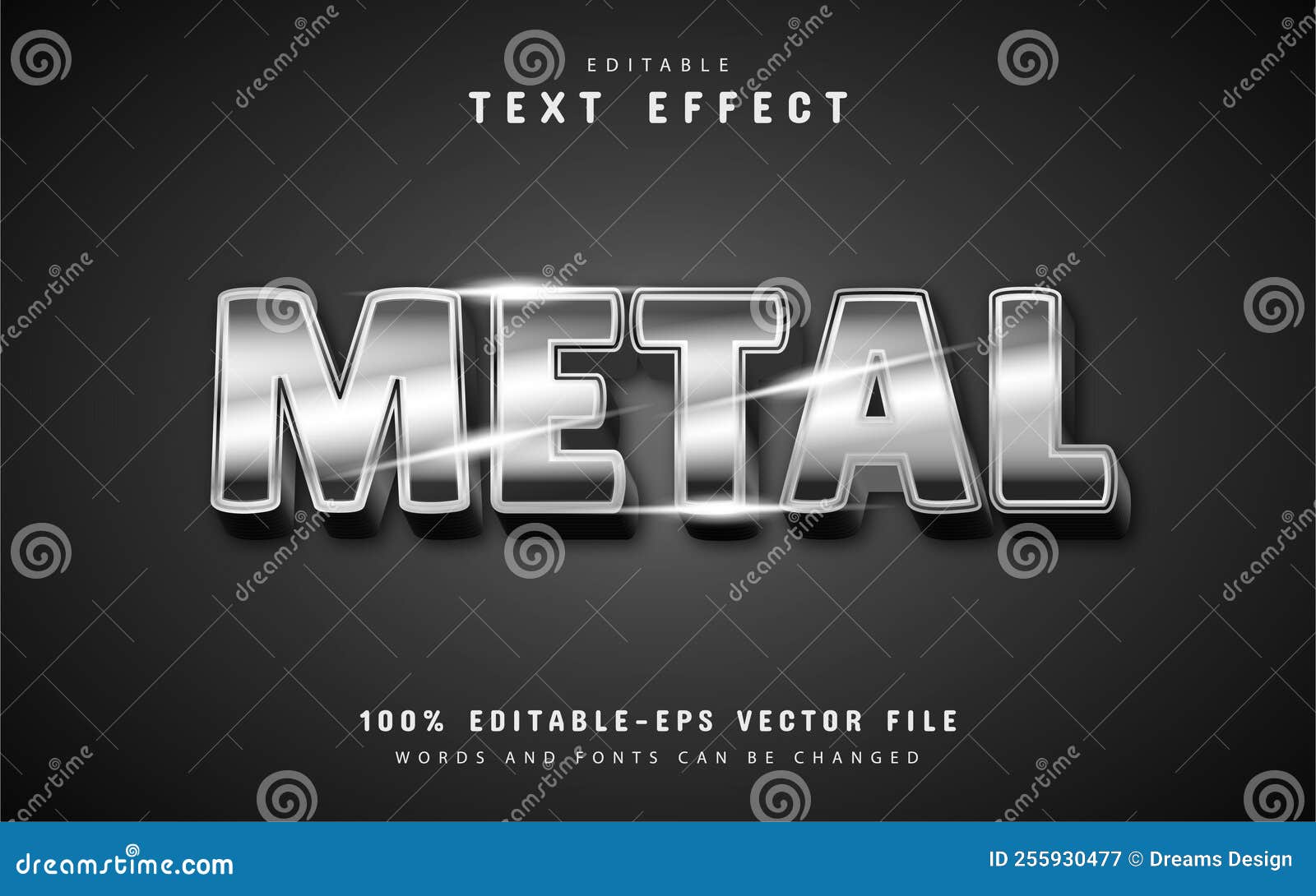 Metal text effects stock vector. Illustration of shiny - 255930477