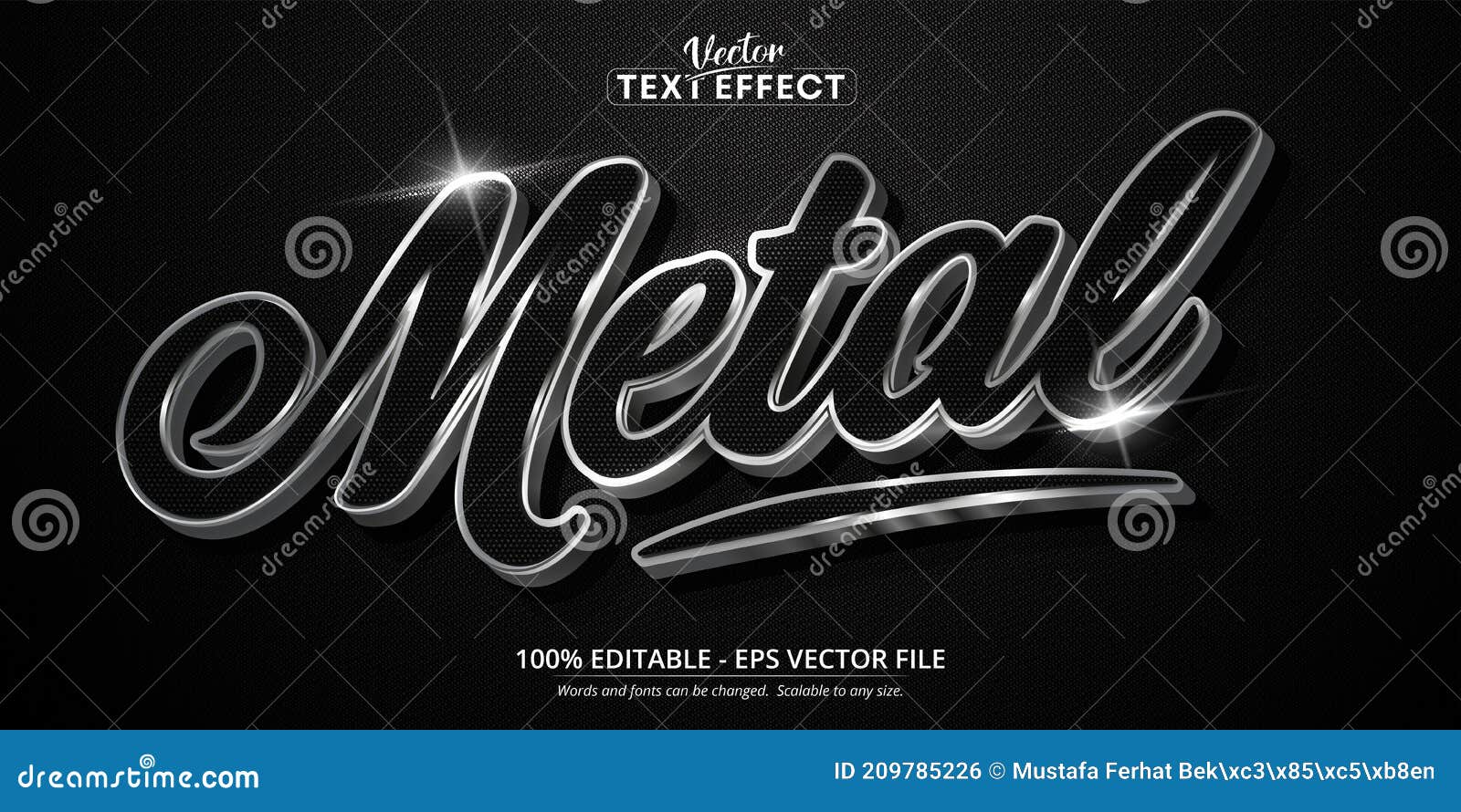 Metal Text, Shiny Silver Style Editable Text Effect Stock Illustration ... Metal Text, Shiny Silver Style Editable Text Effect Stock Illustration ...