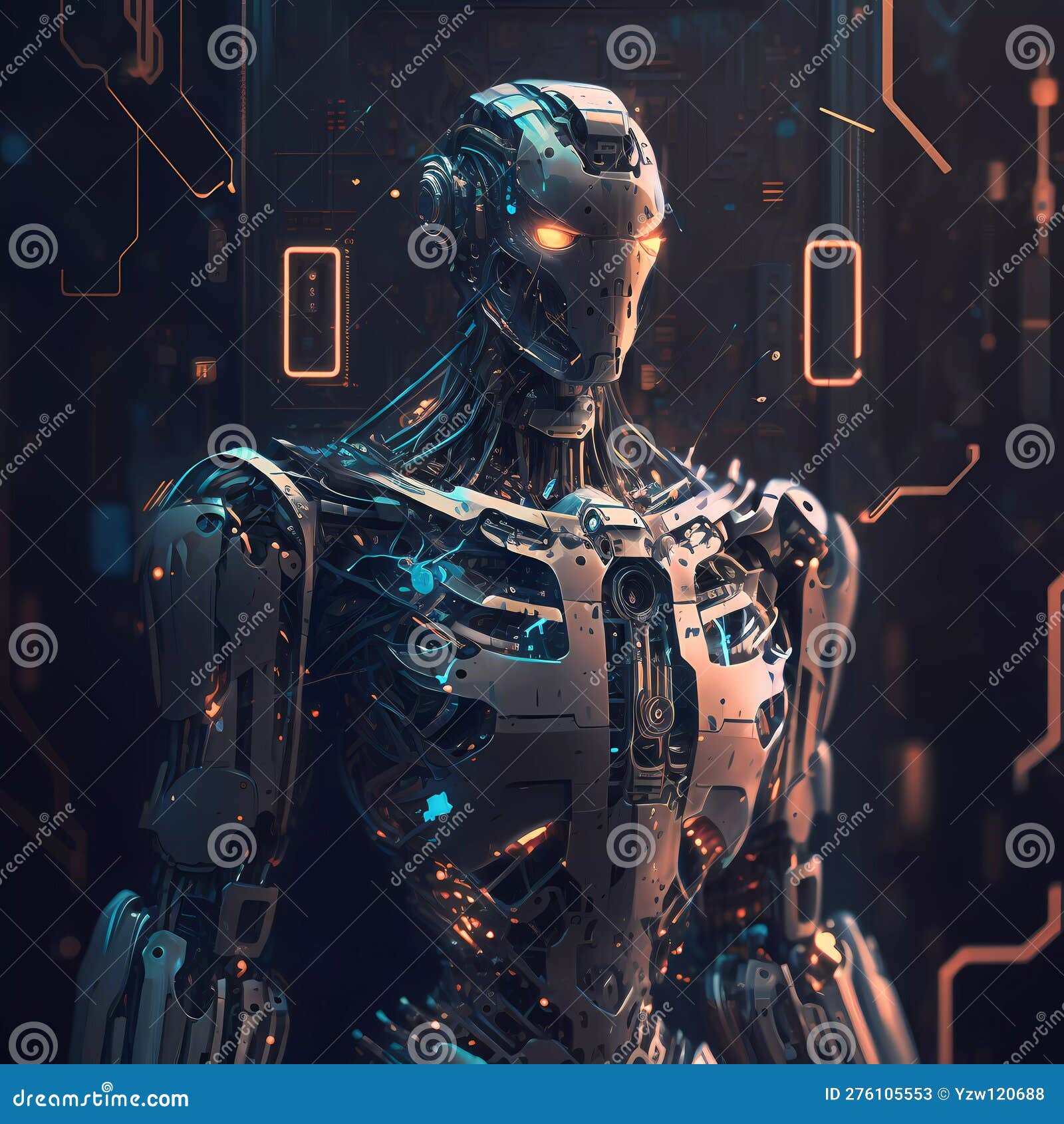 Metal Texture Artificial Intelligence Technology Robot Illustration ...