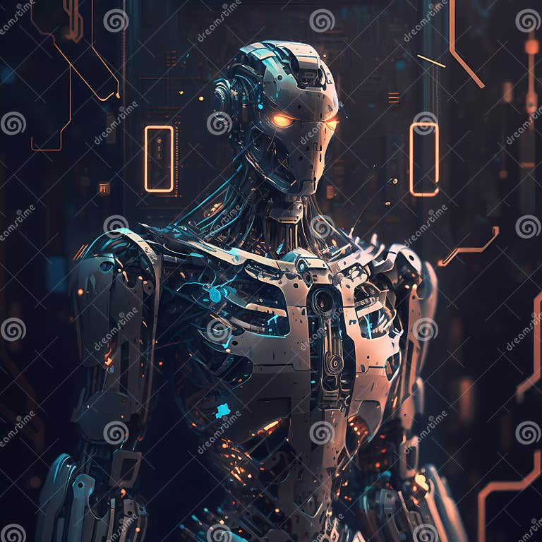 Metal Texture Artificial Intelligence Technology Robot Illustration ...