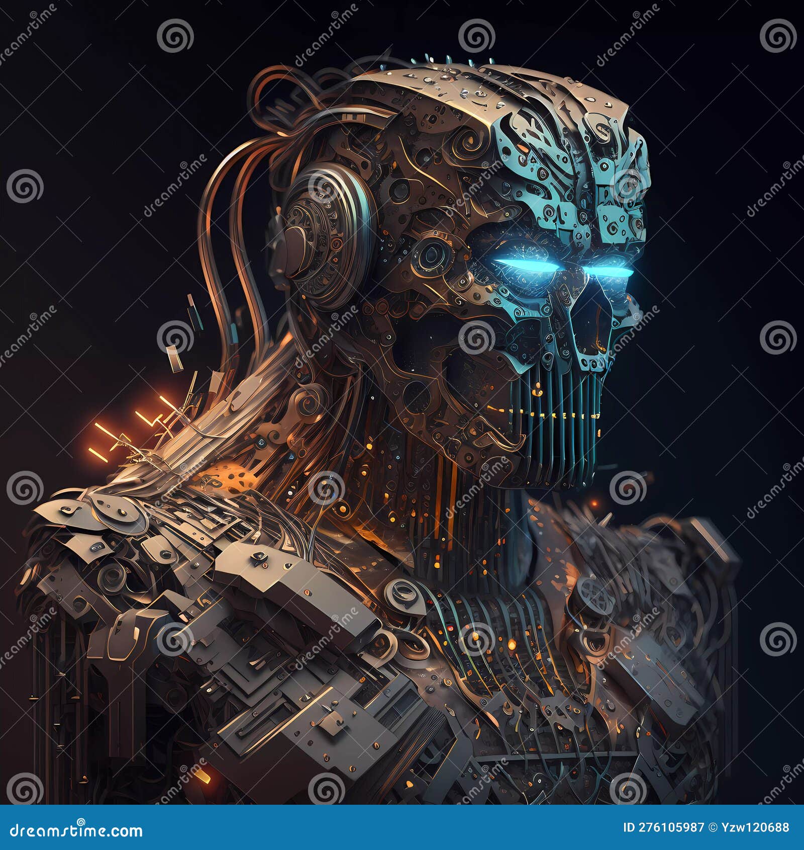 Metal Texture Artificial Intelligence Technology Robot Illustration ...