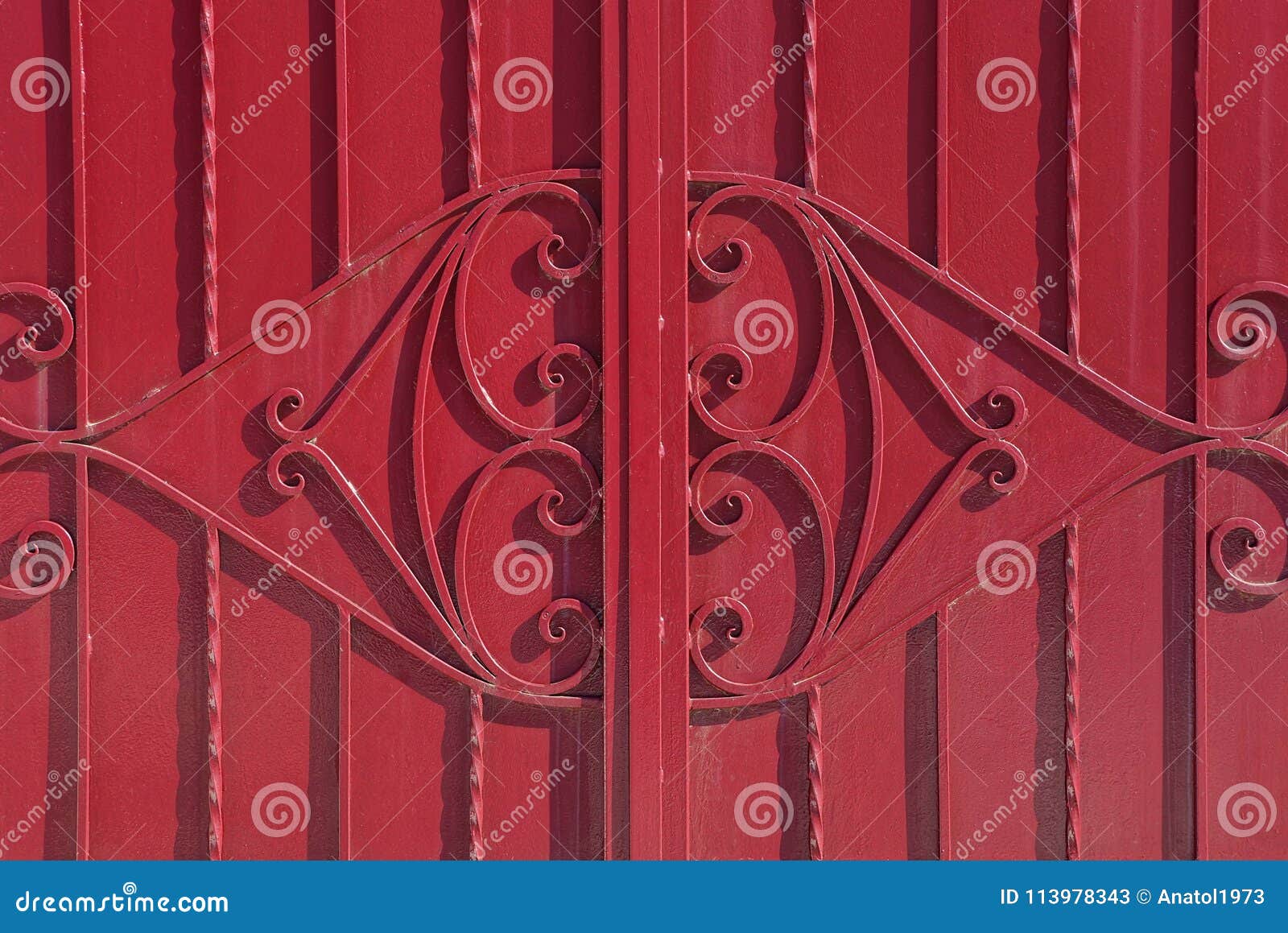 Metal Texture of a Piece of Red Wall with a Forged Pattern Stock Image ...