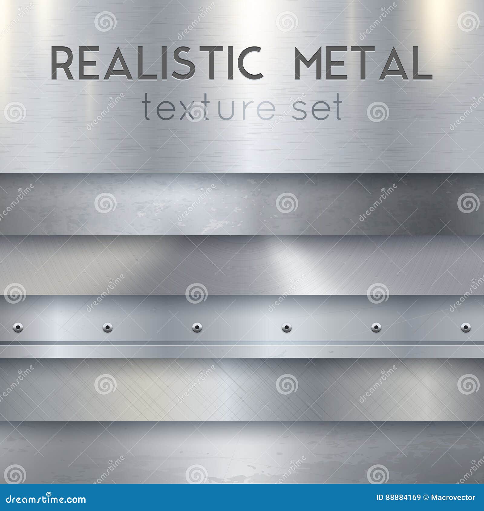 Metal Texture Realistic Horizontal Samples Set Stock Vector ...