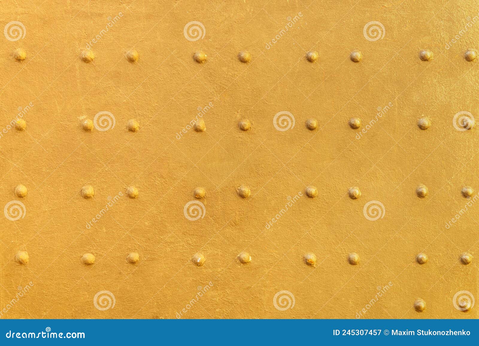 Metal Texture with Rows of Rivets Painted Yellow. Bright and Light Back ...