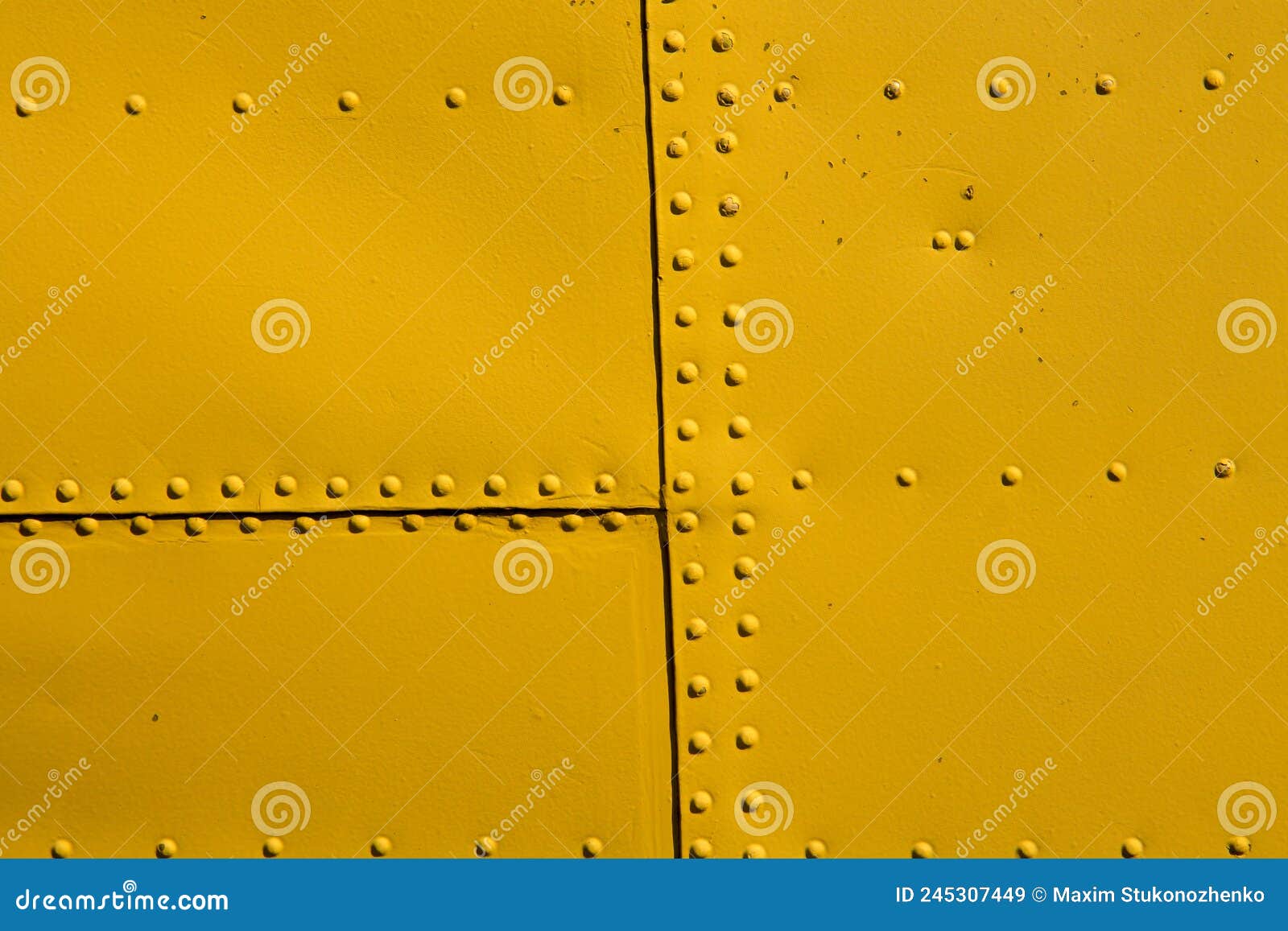 Metal Texture with Rows of Rivets Painted Yellow. Bright and Light Back ...
