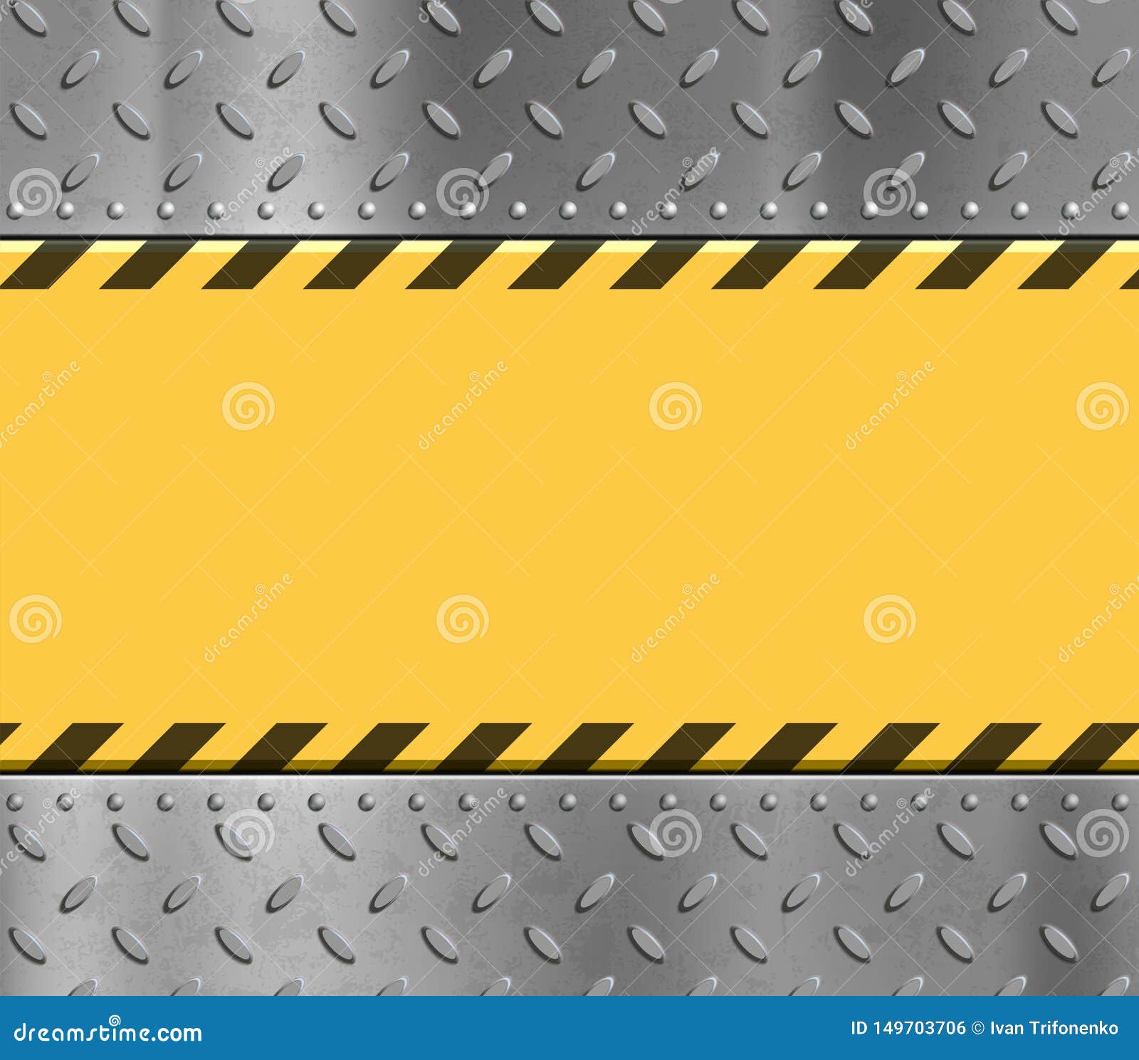 Metal Textured Yellow Plate With Stripes, Warning Sign Stock Vector ...