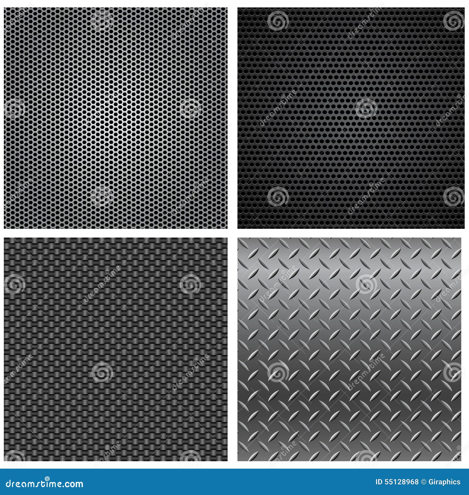 Metal Textures Seamless Patterns Stock Vector - Illustration of ...