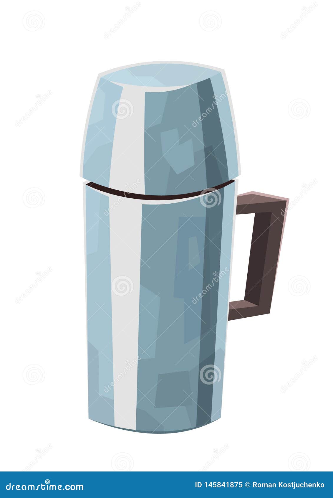 Metal Thermos in Cartoon Style Isolated on White Background Stock ...