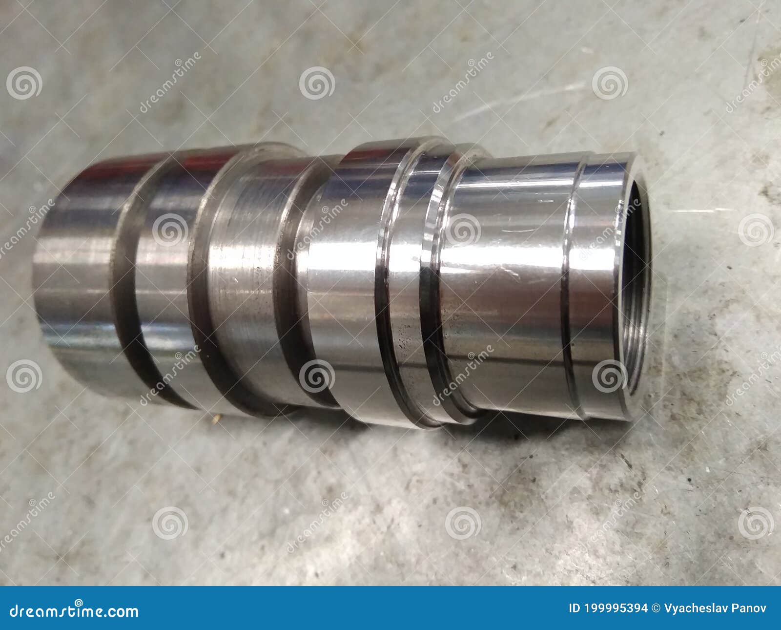 Metal coupling with thread stock photo. Image of gauge - 199995394