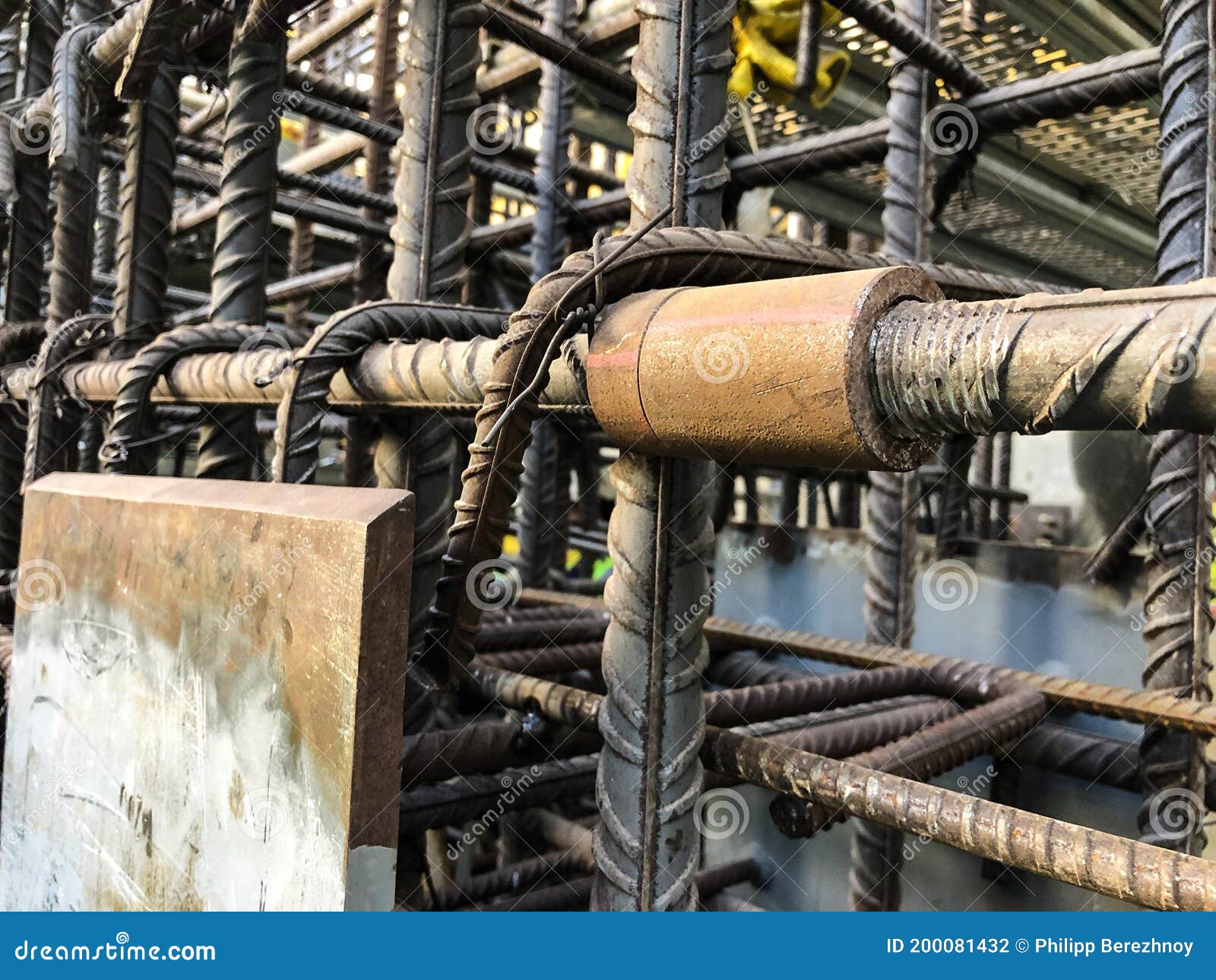 Metal Threaded Couplings Connecting Reinforcing Rebars. Reinforcement ...