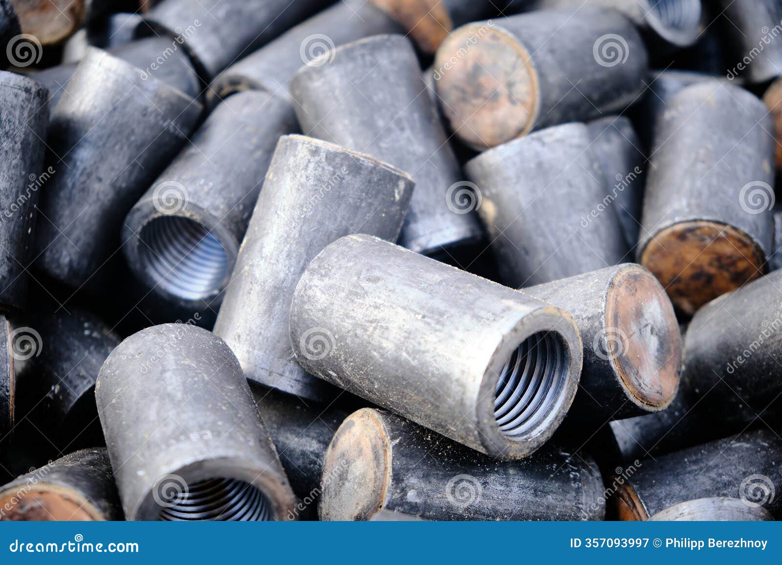 Metal Threaded Couplings Connecting Reinforcing Rebars. Reinforcement ...