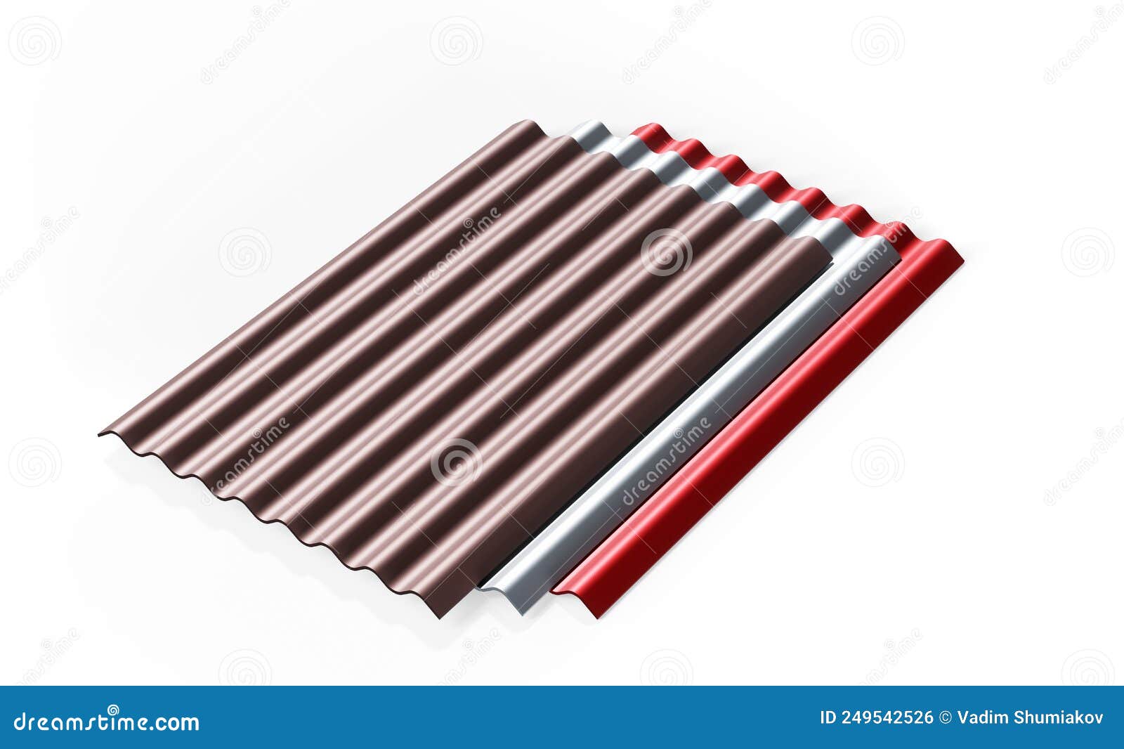 Metal Tile Sheets 3d Render Isolated on White Stock Illustration ...