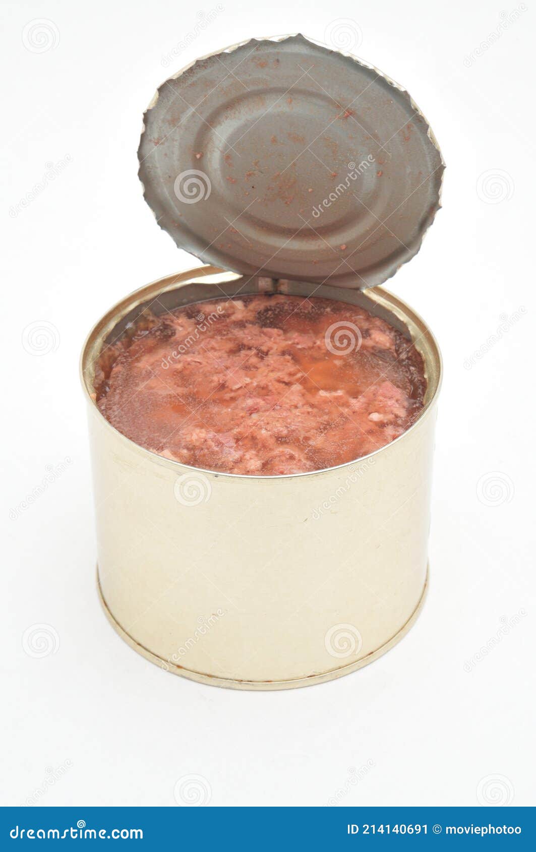 Metal Tin Can with Meat on a White Background Stock Image - Image of ...