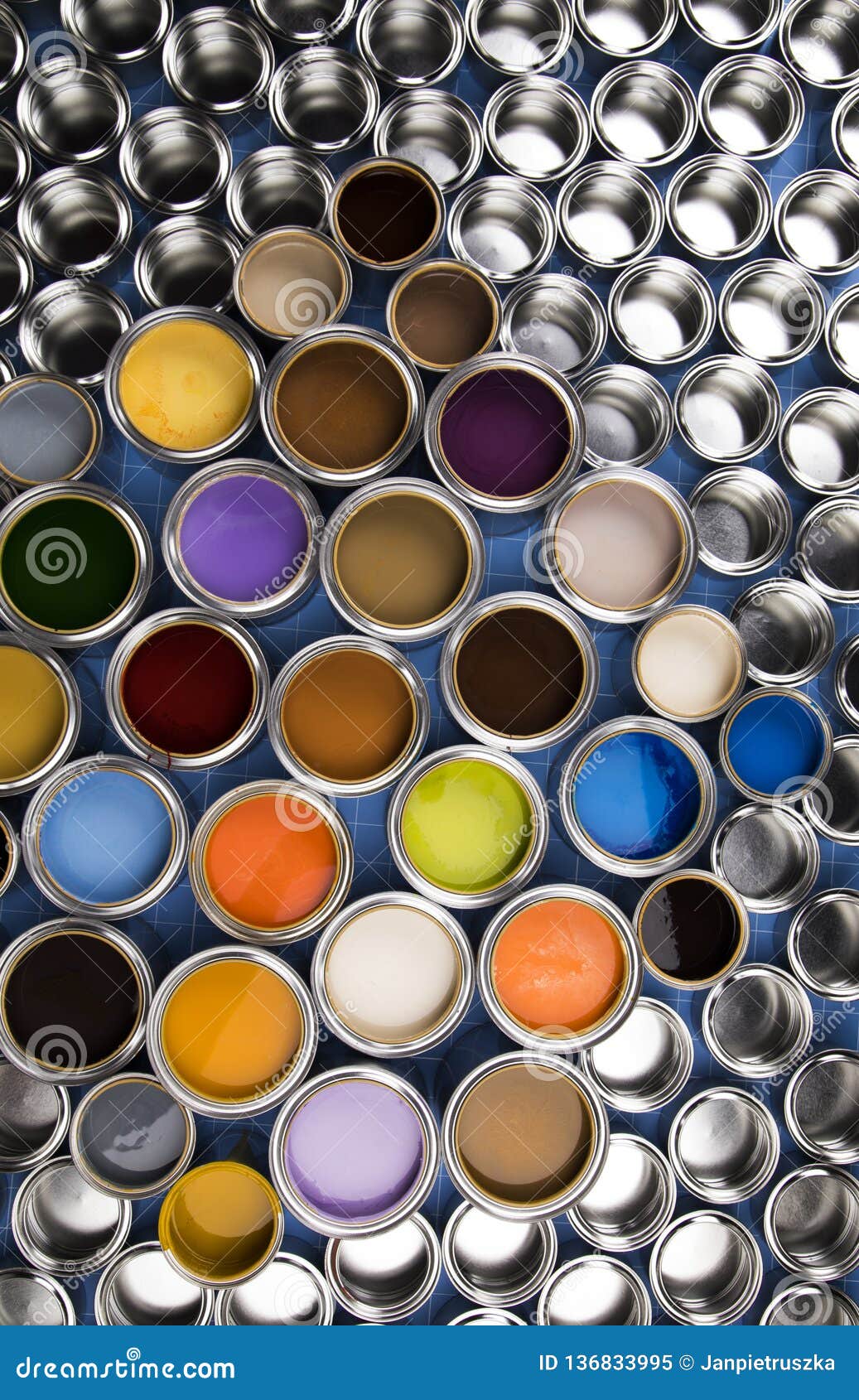 Metal Tin Cans with Color Paint Stock Image - Image of collection ...