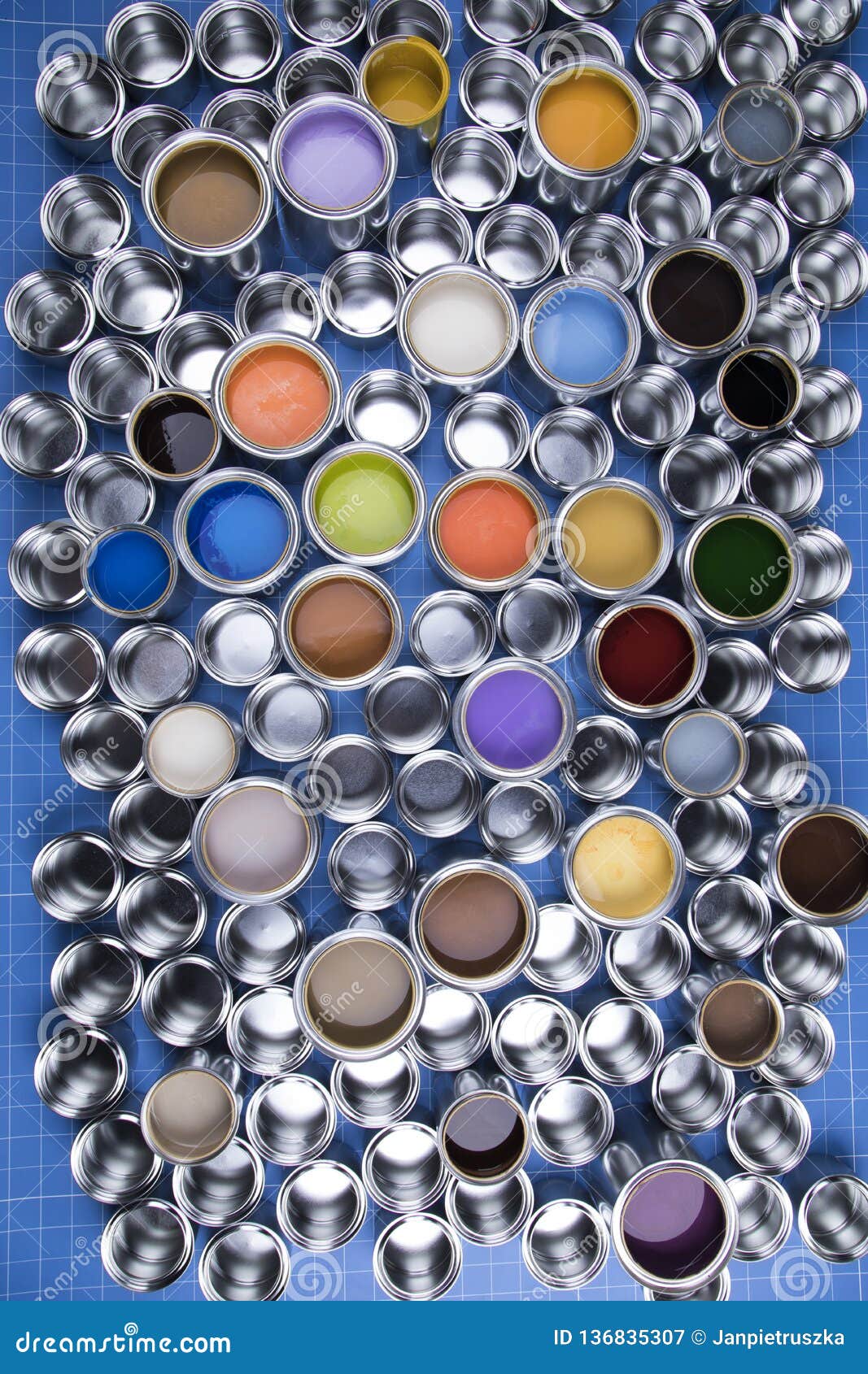 Metal Tin Cans with Color Paint Stock Image - Image of home, pantone ...
