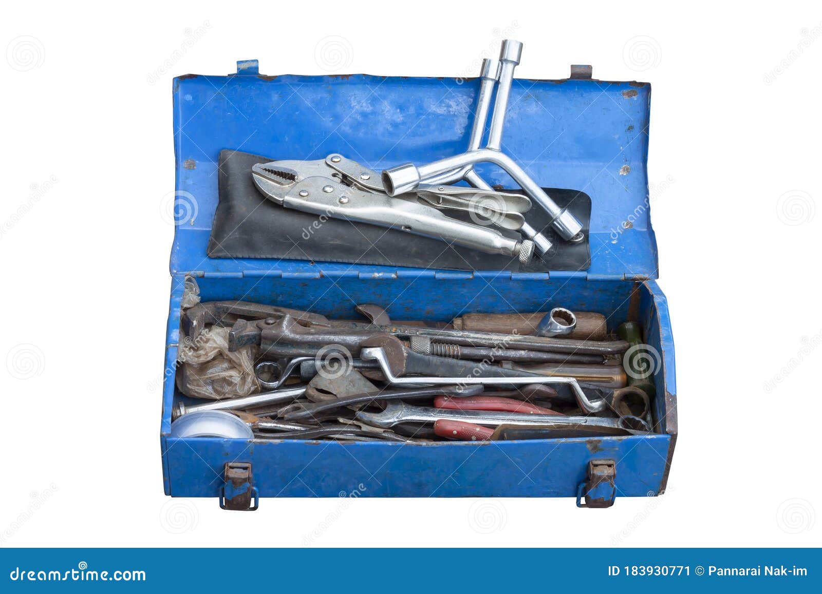 Metal Tool Box that is Open and Rusty Isolated on White Background ...