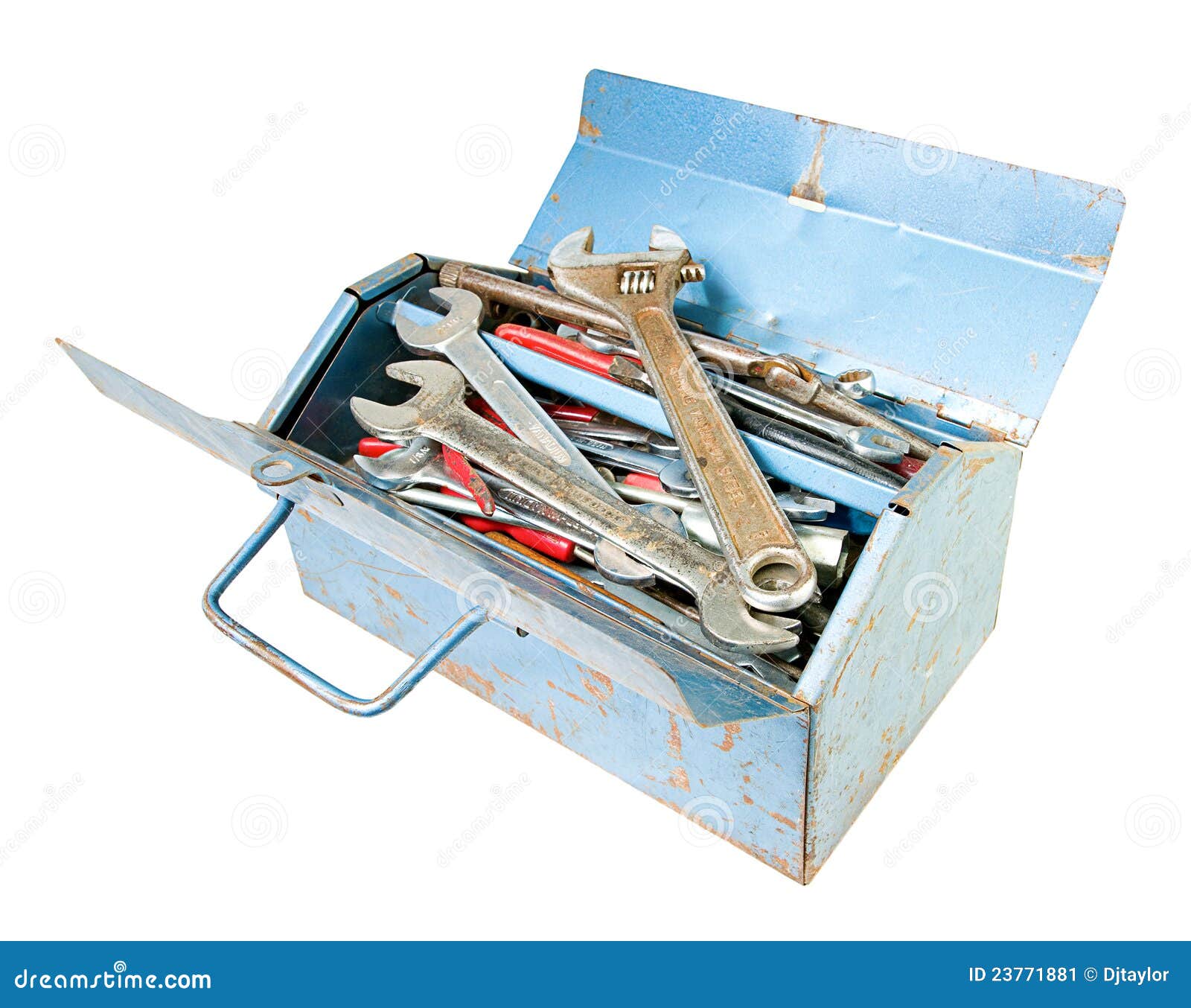 Metal Toolbox Isolated on White Stock Image - Image of open, blue: 23771881