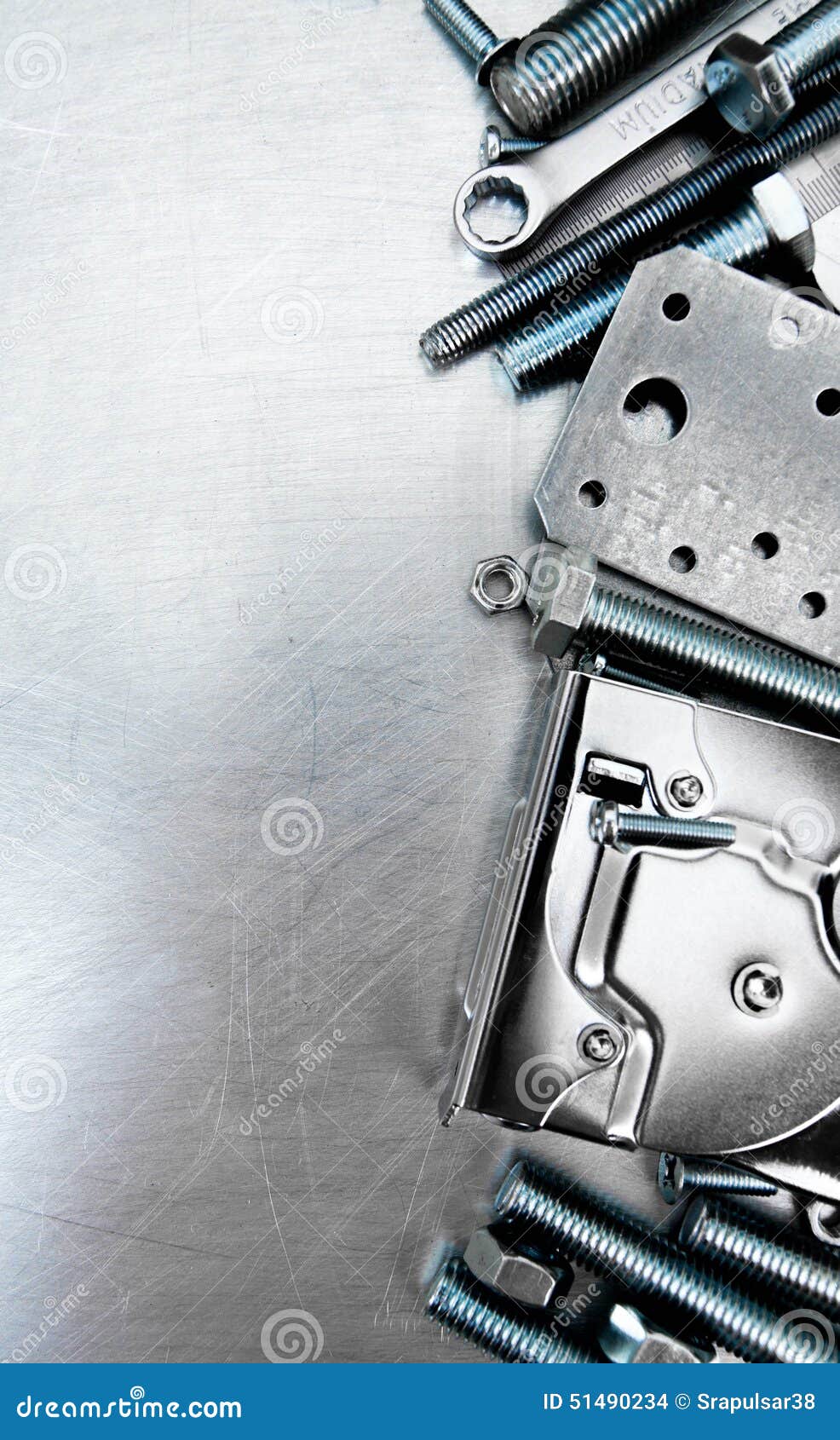 Metal Tools and Fixing Elements on the Scratched Stock Photo - Image of ...