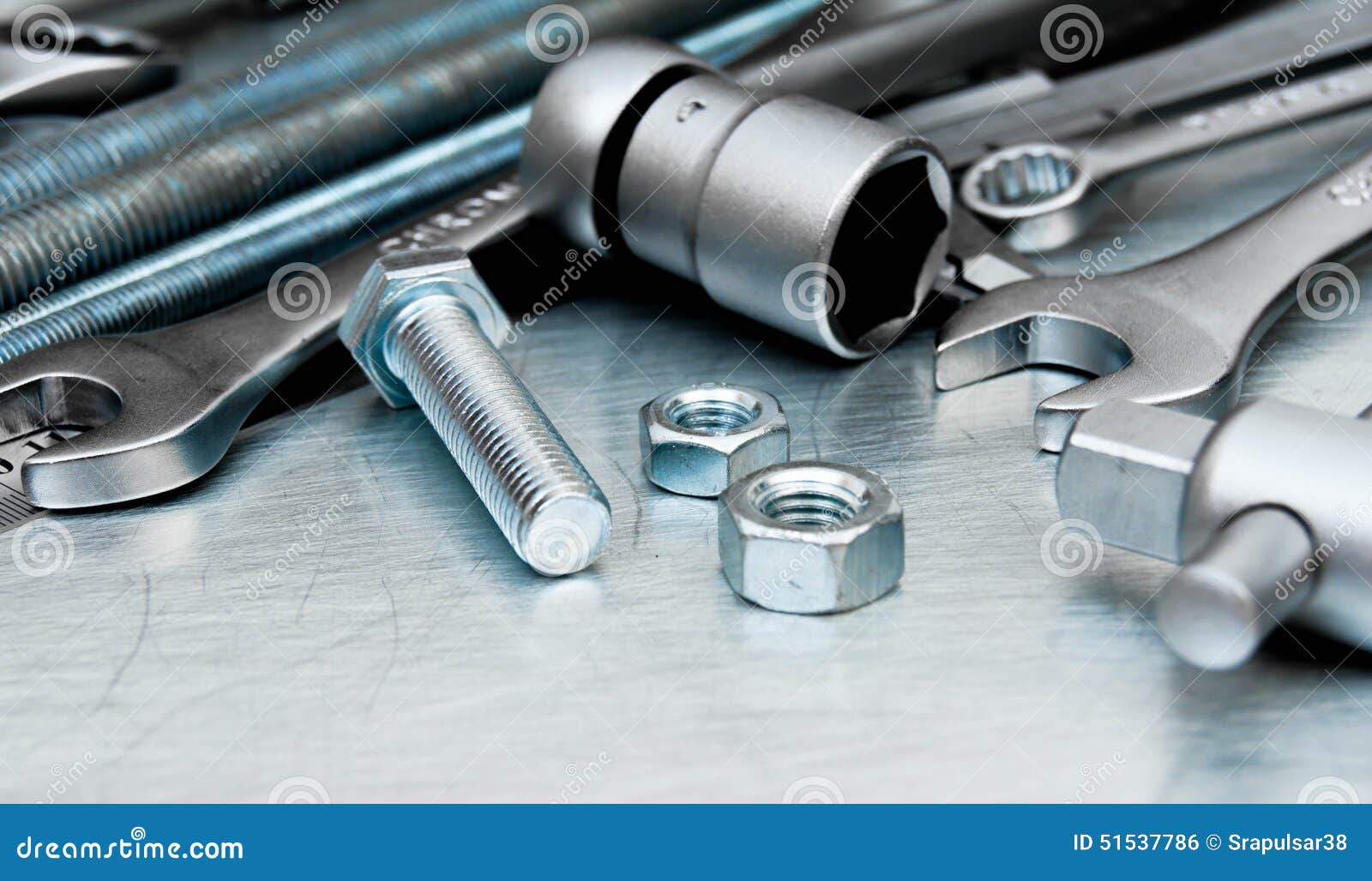 Metal Tools and Fixing Elements on the Scratched Stock Photo - Image of ...