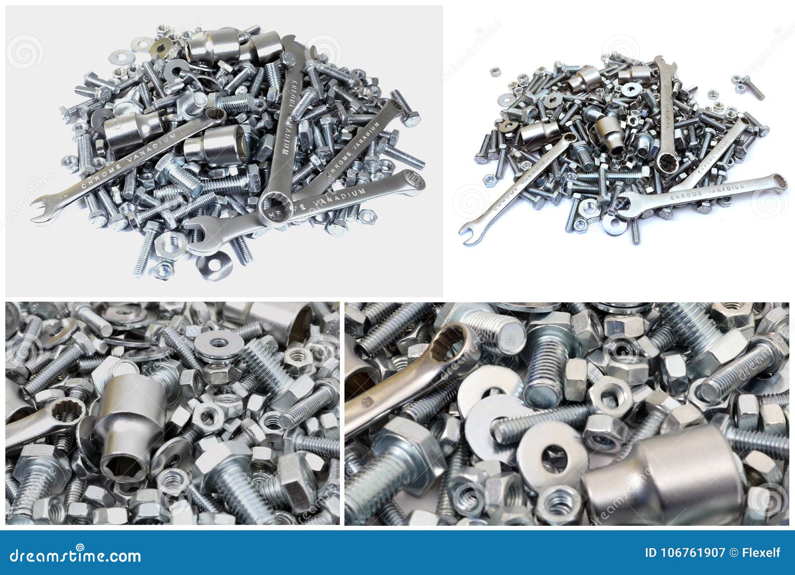 Metal Tools and Fixing Elements. Stock Image - Image of monochrome ...