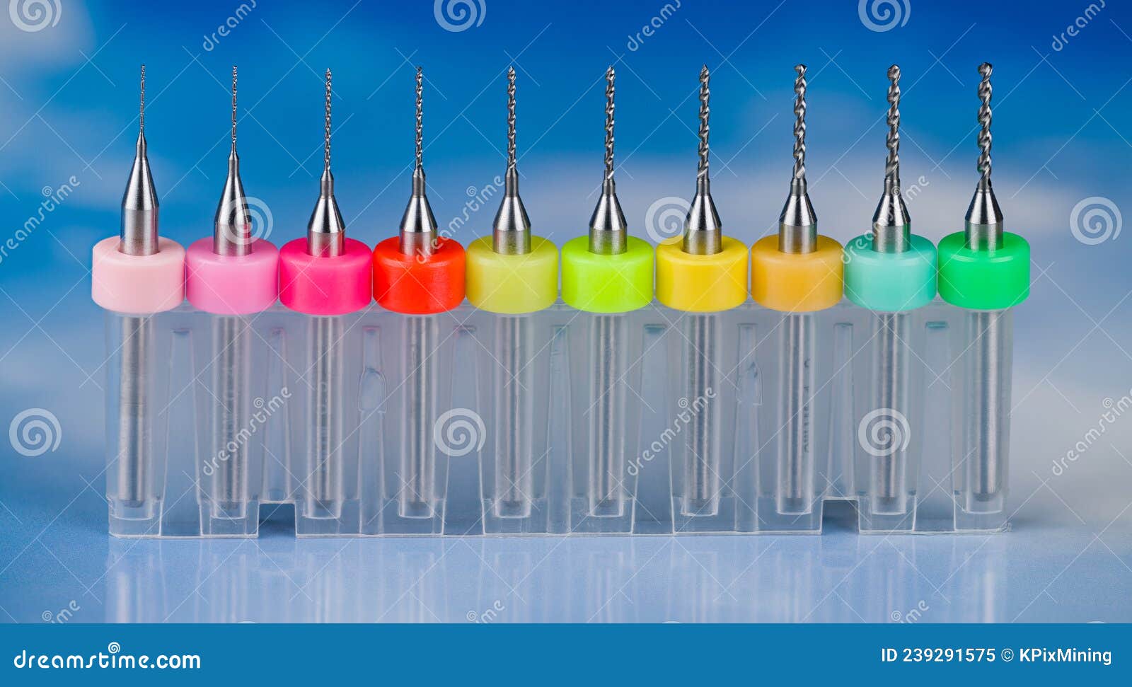 Set of Twist Micro Drill Bits on White-blue Background Stock Image ...