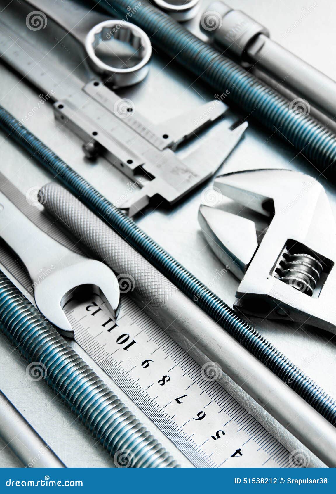 Metal Tools on the Scratched Metal Background Stock Photo - Image of ...