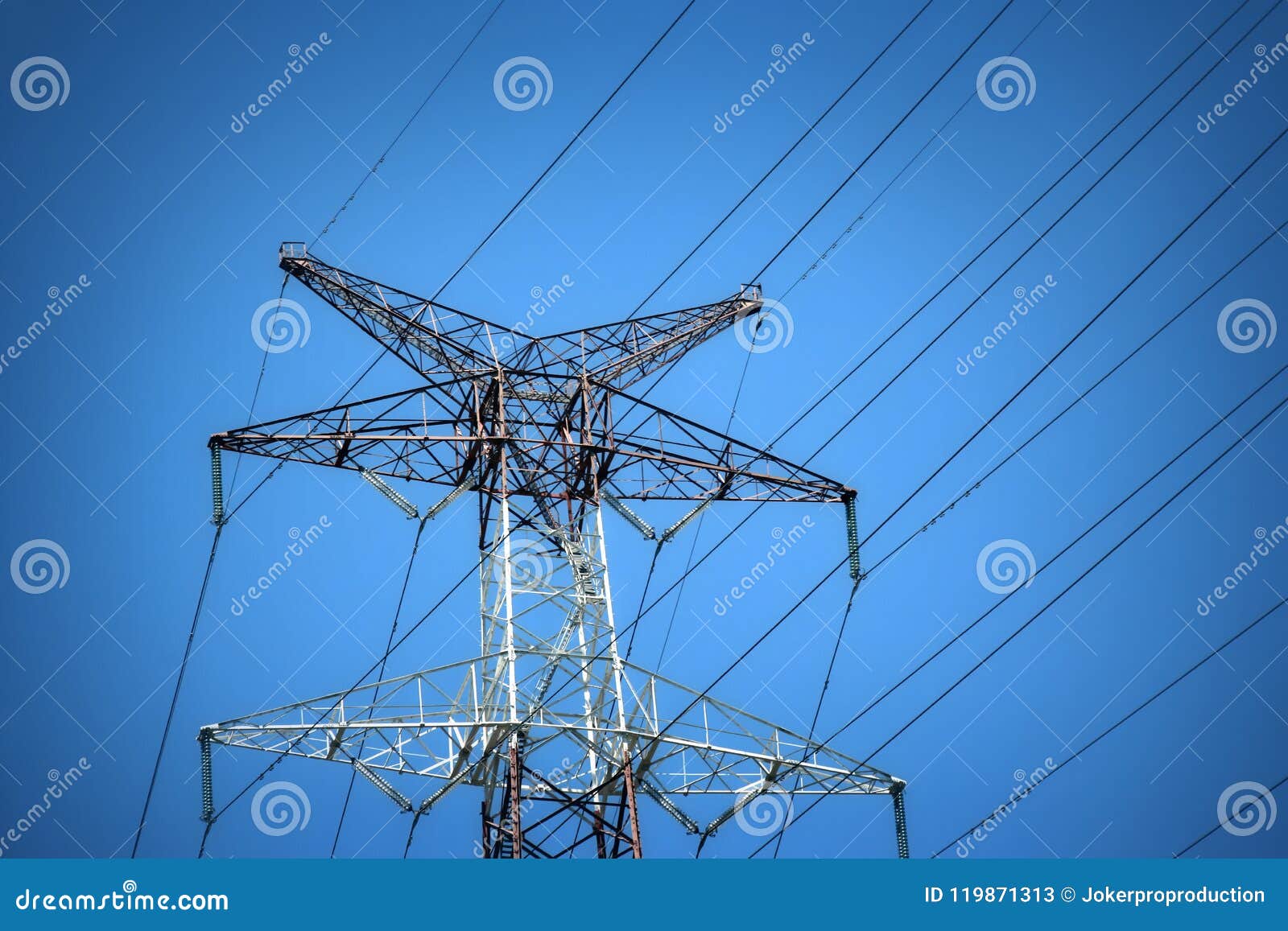 Metal tower of Power Lines stock image. Image of environment - 119871313