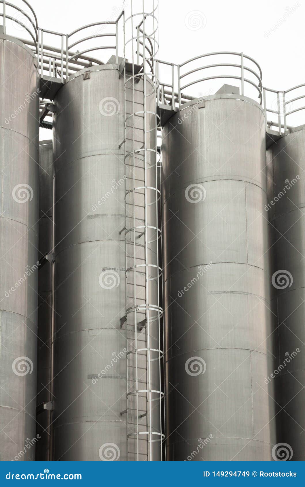 Metal Tower Silos of the Industrial Plant Stock Image - Image of ...