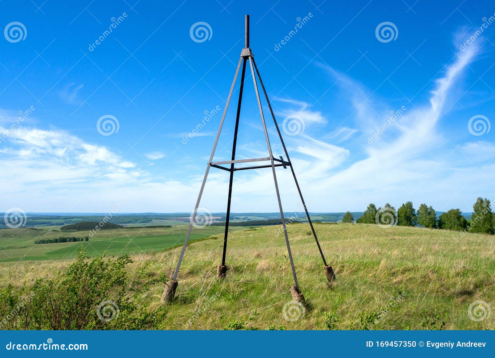 Metal Tower on Top of a Hill. Geodesic, Triangulation Point Stock Photo ...