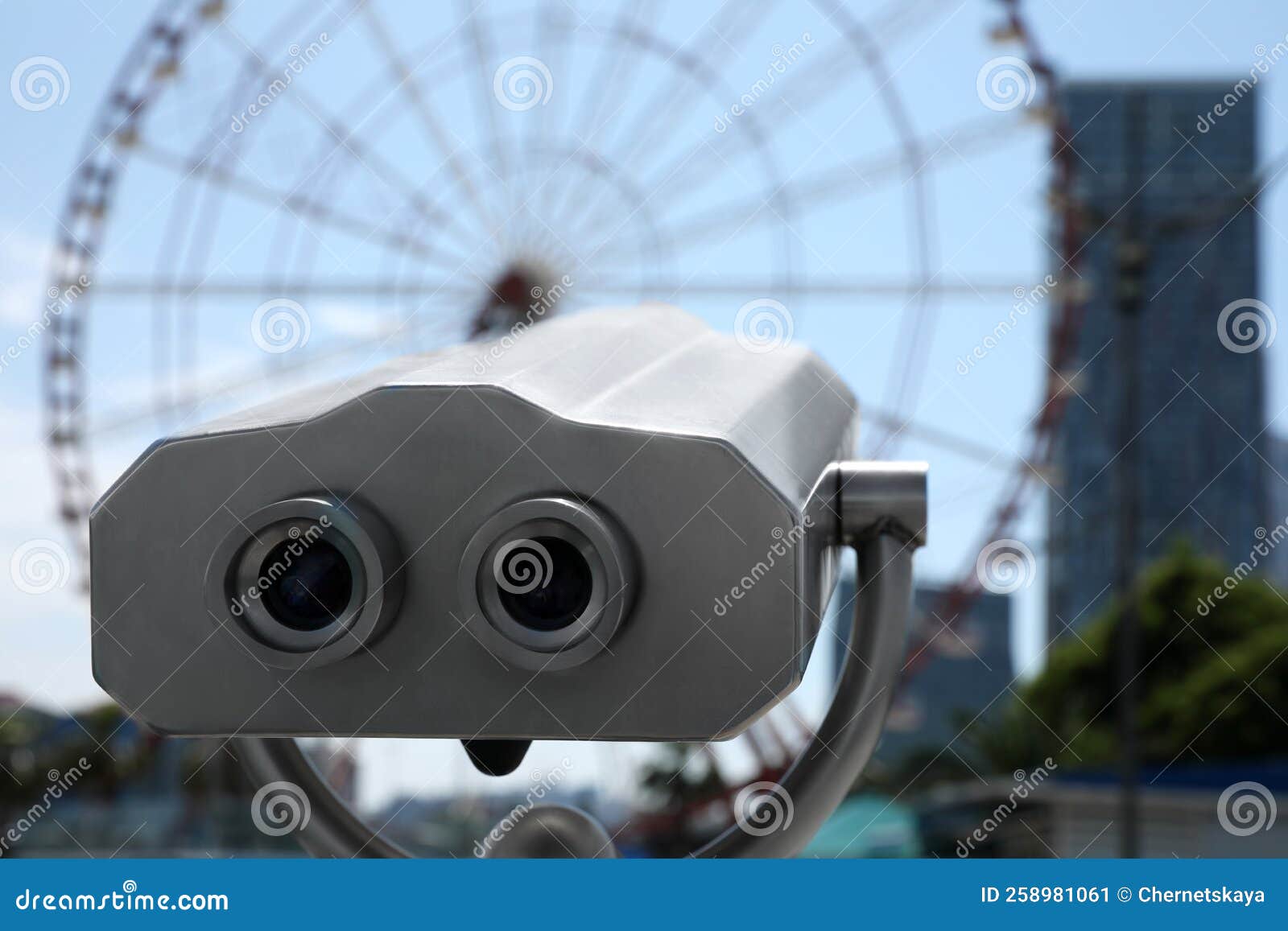 Metal Tower Viewer Installed in City, Closeup. Mounted Binoculars Stock ...