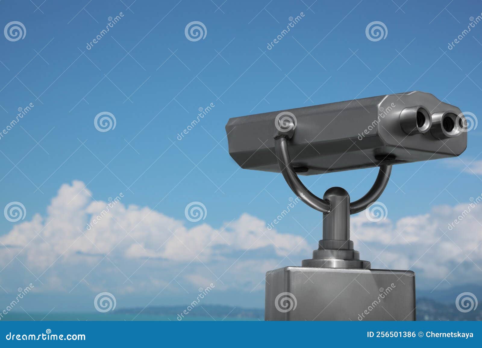 Metal Tower Viewer Installed Near Sea, Space for Text. Mounted ...