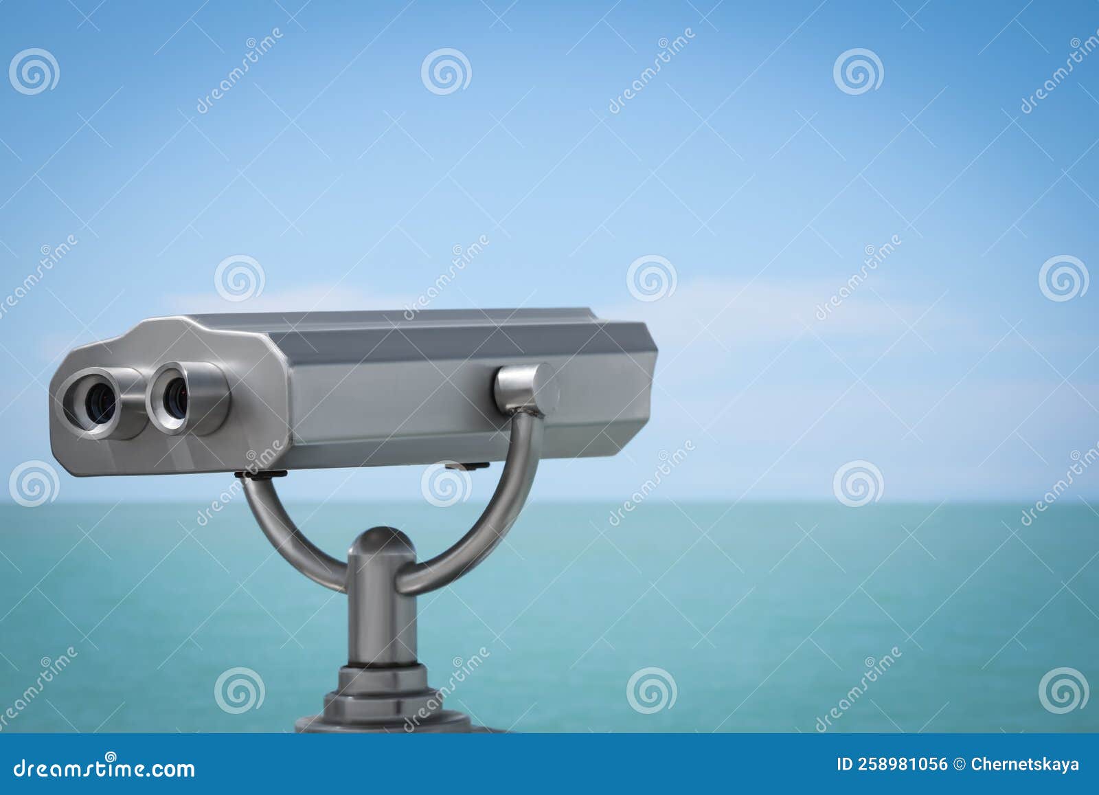 Metal Tower Viewer Installed Near Sea, Space for Text. Mounted ...