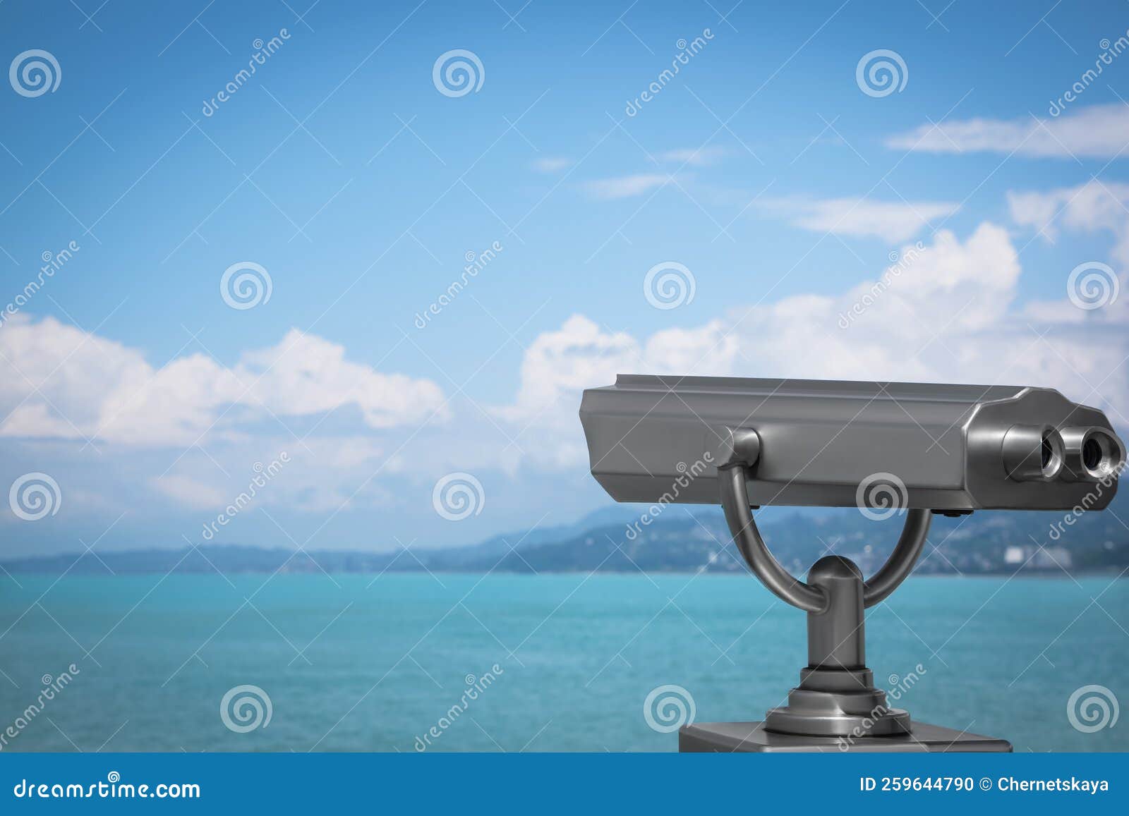 Metal Tower Viewer Installed Near Sea, Space for Text. Mounted ...