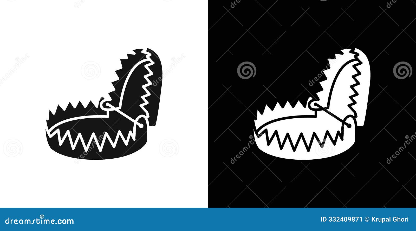 Metal Trap Icon Flat Vector Set Outline Stock Vector - Illustration of ...