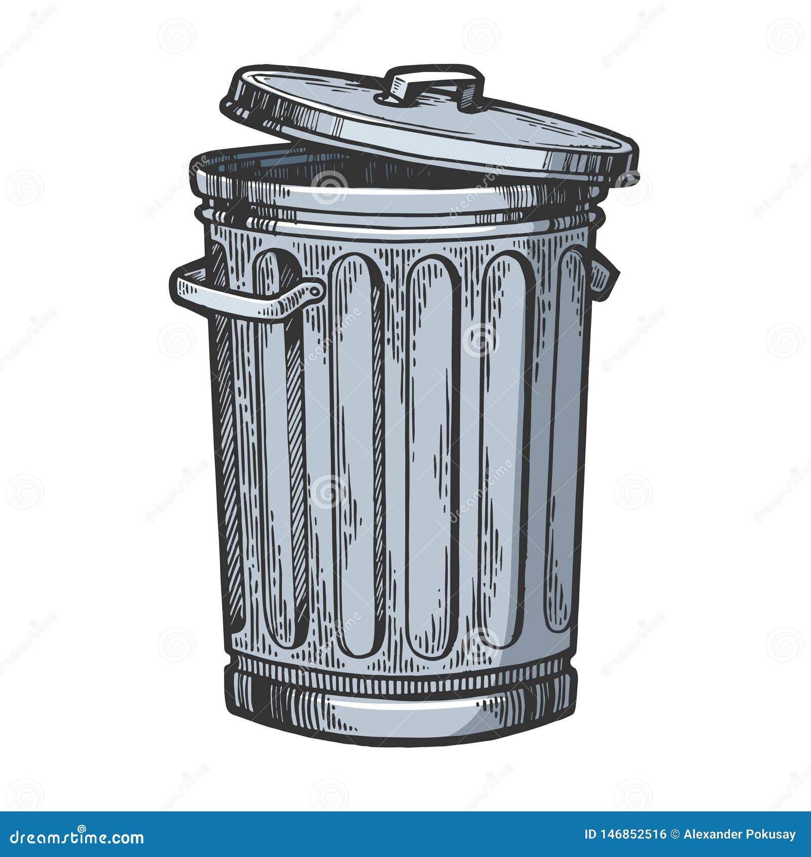 Metal Trash Can With Food Kitchen Waste. A Metal Trash Bin Isolated On ... Metal Trash Can With Food Kitchen Waste. A Metal Trash Bin Isolated On ...