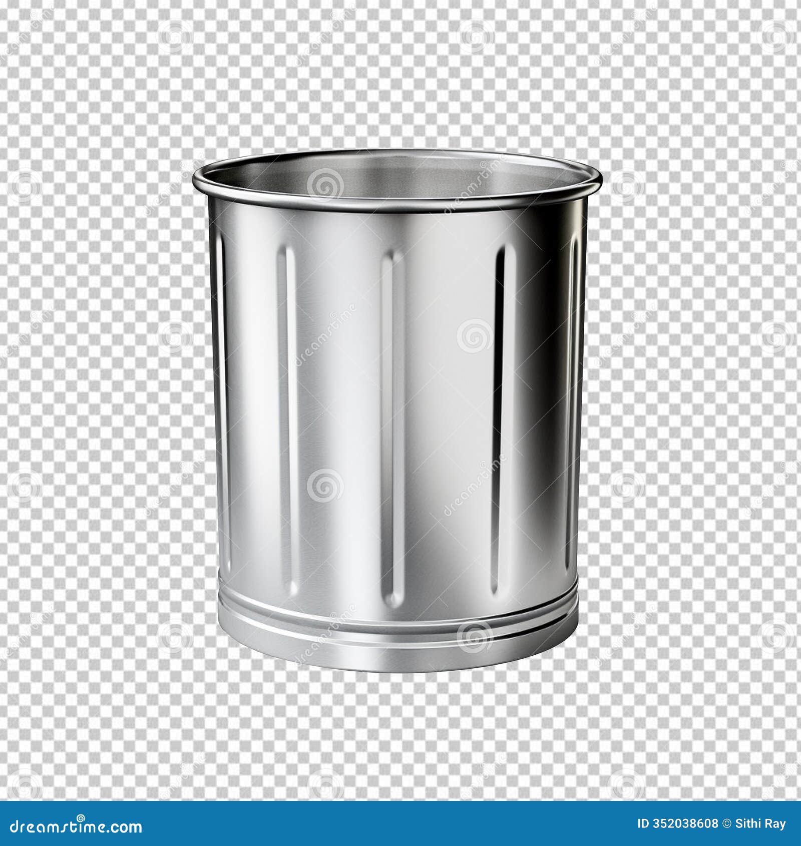 Metal Trash Can Isolated on Transparent Background Stock Illustration ...