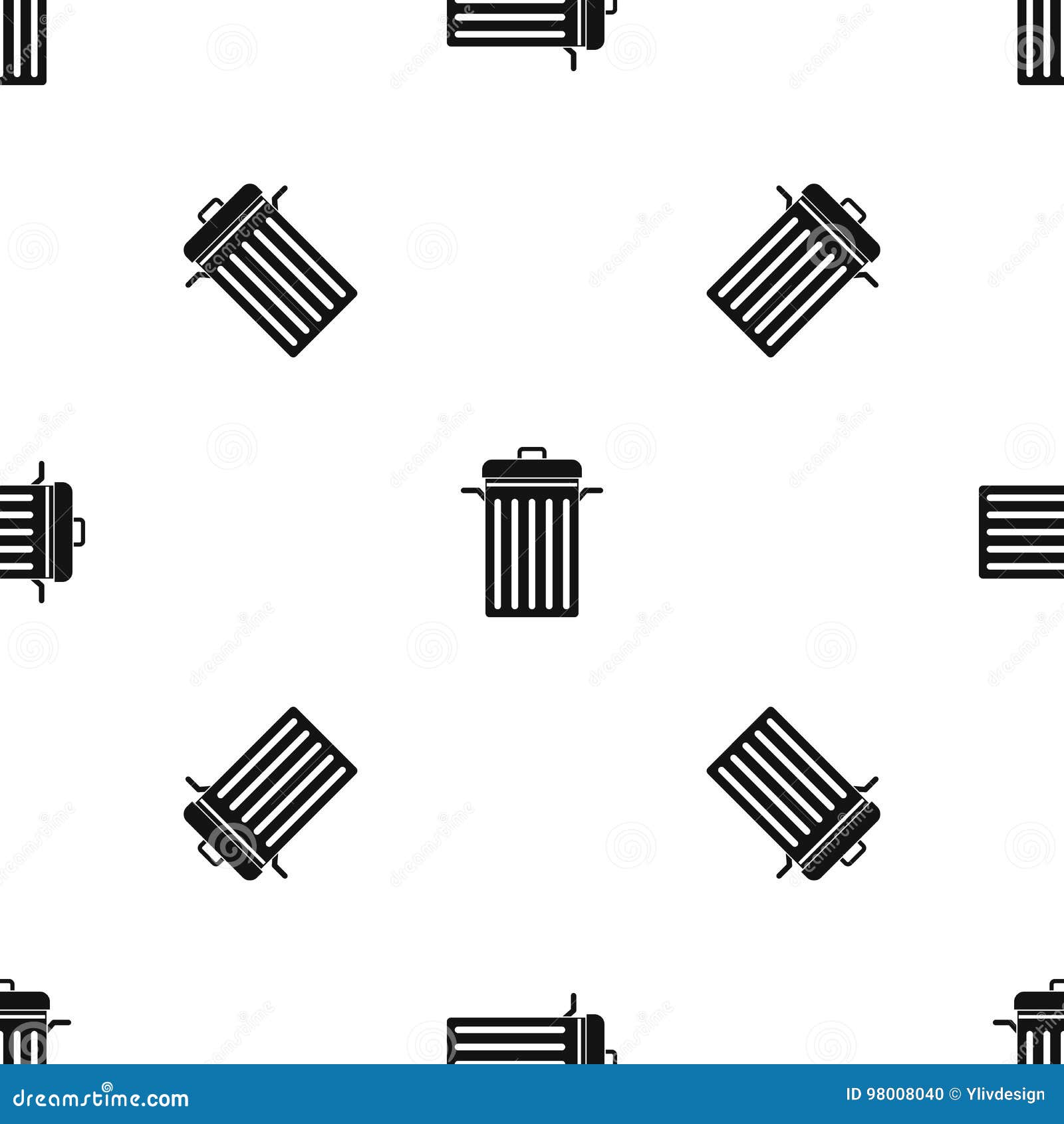 Metal Trash Can Pattern Seamless Black Stock Vector - Illustration of ...